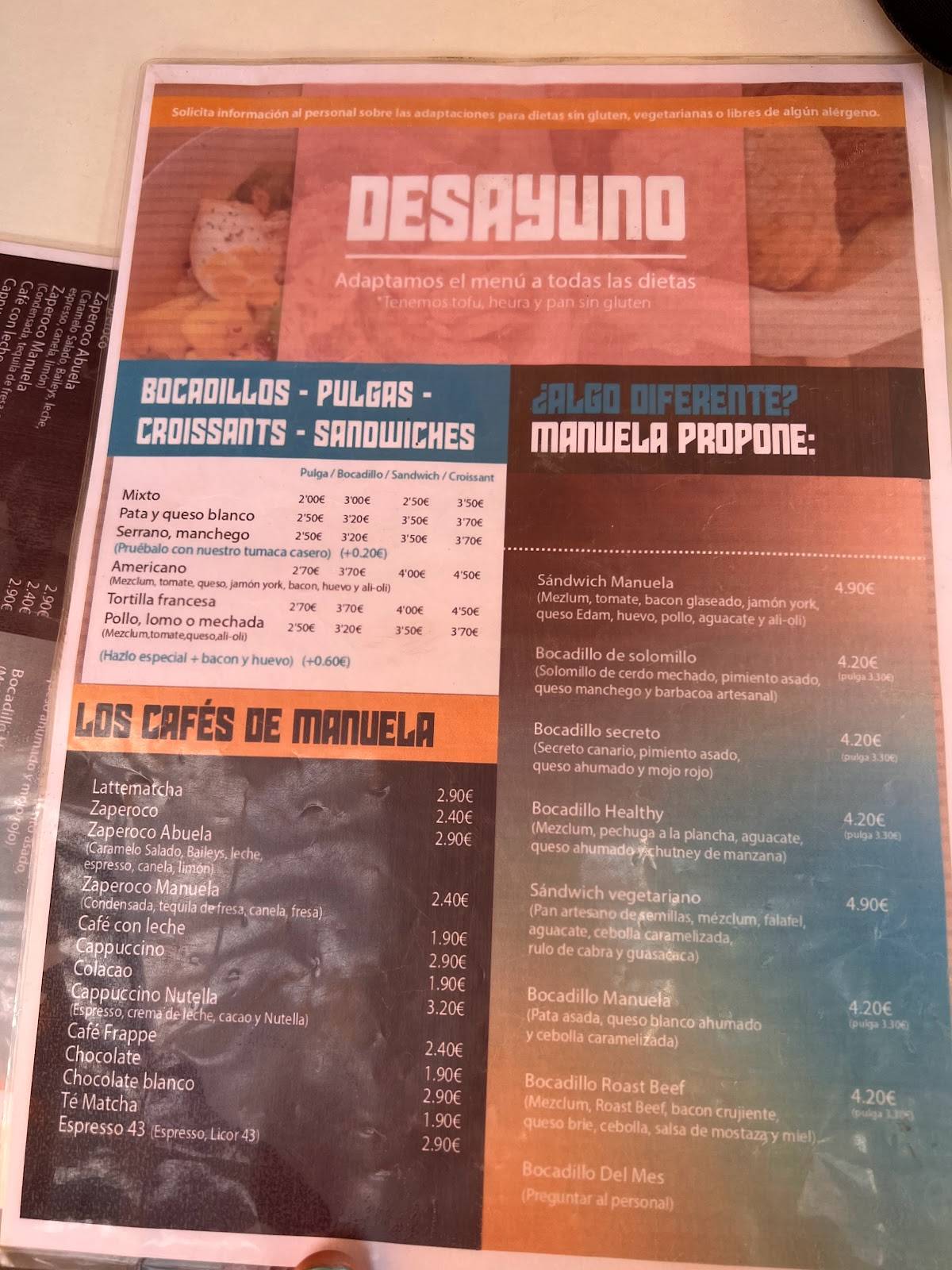 Carta de El Café De Manuela, Ravelo