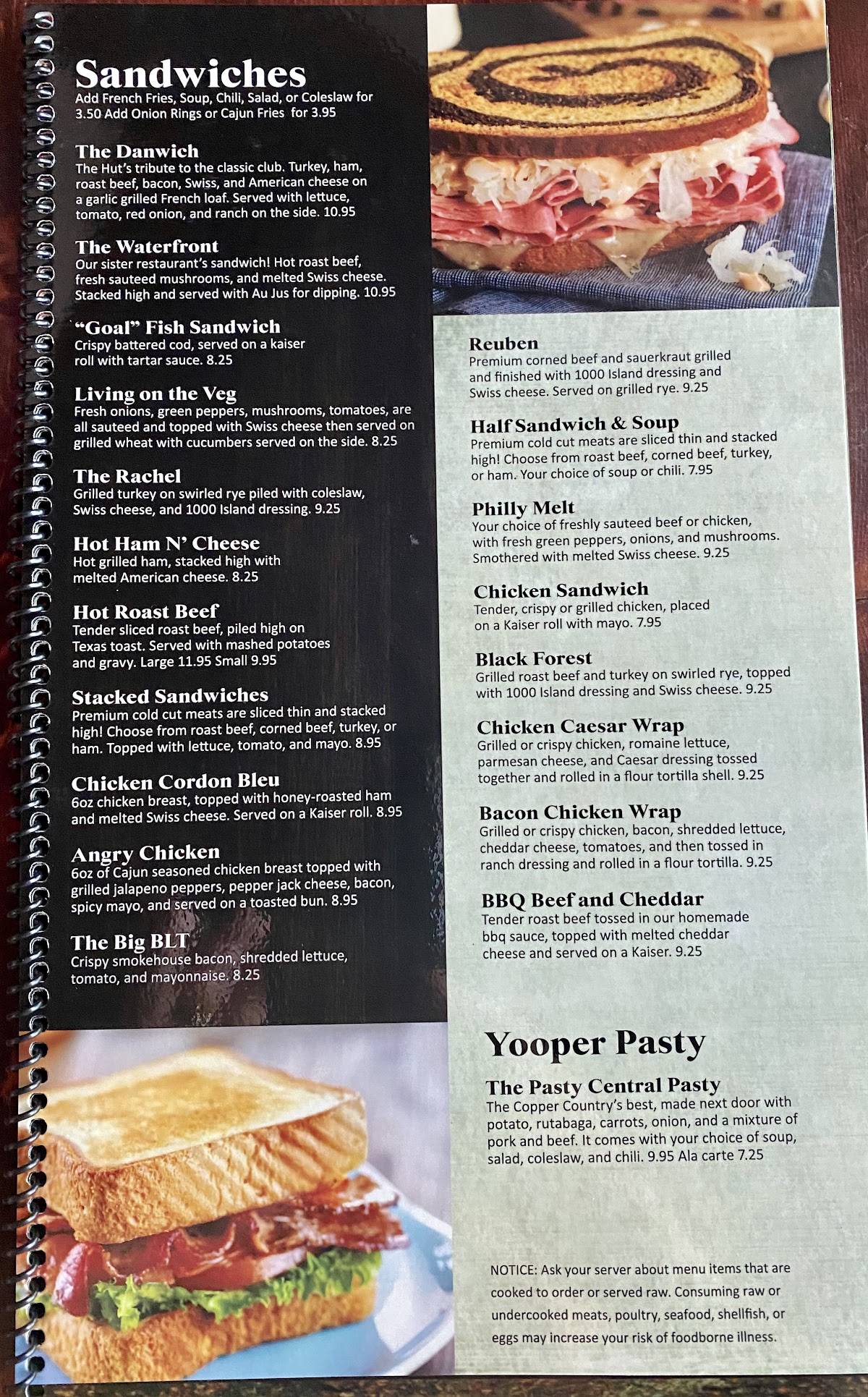 Menu at The Hut Restaurant, Calumet Township, Wolverine St #41