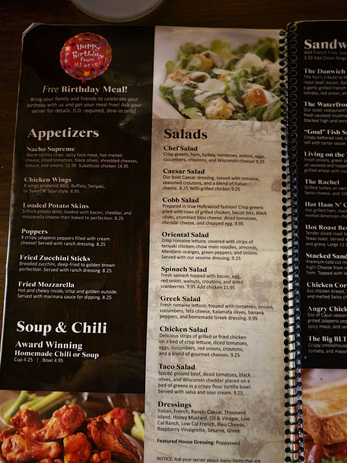Menu at The Hut Restaurant, Calumet Township, Wolverine St #41