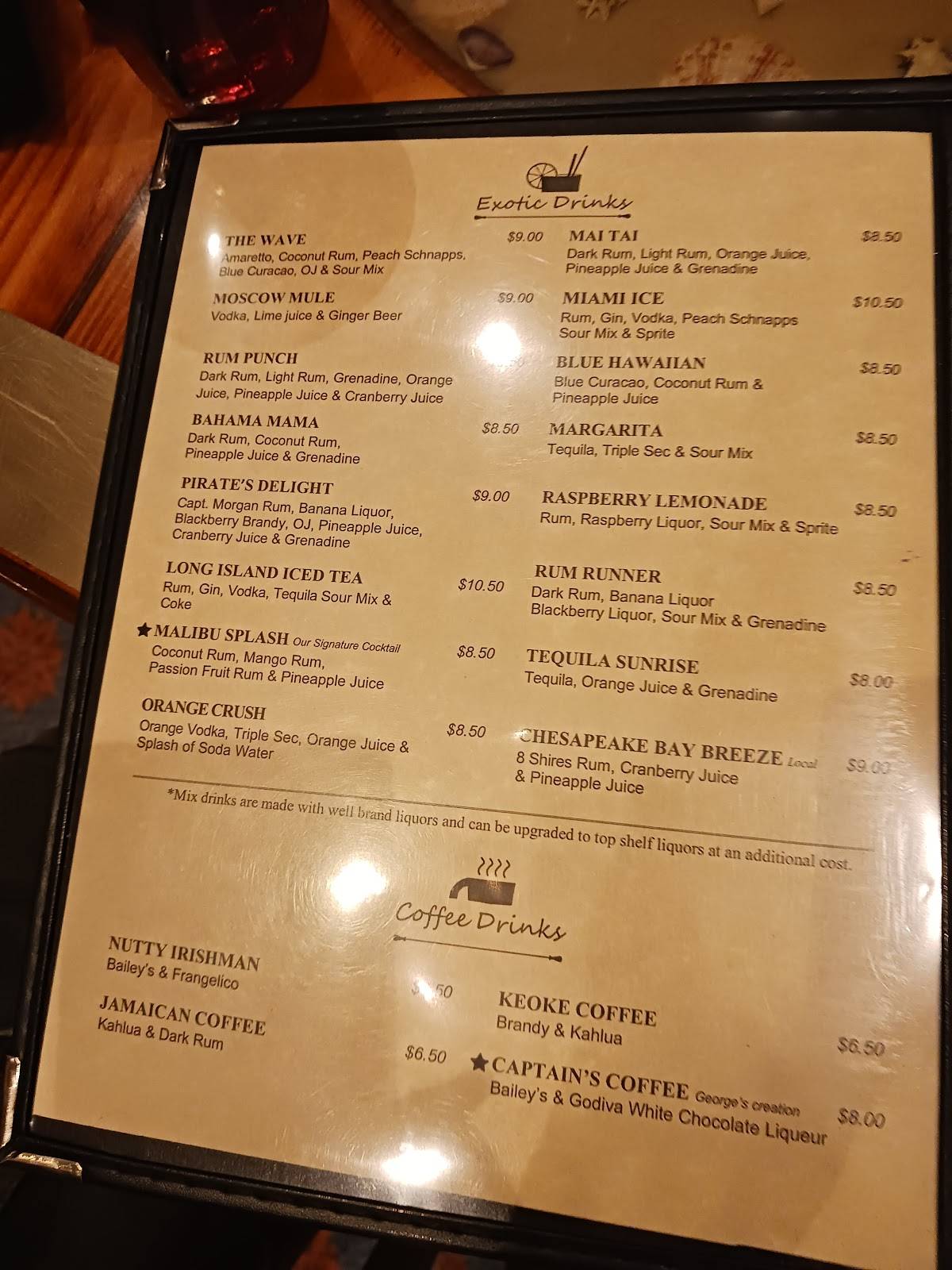 Menu at Captain George's Seafood Restaurant, Williamsburg