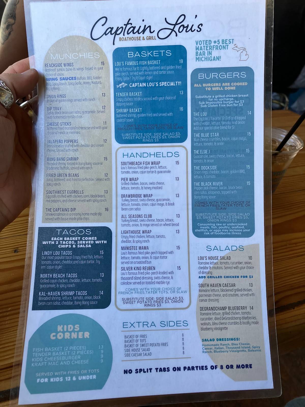 Menu at Captain Lou's pub & bar, South Haven, 278 Dyckman Ave