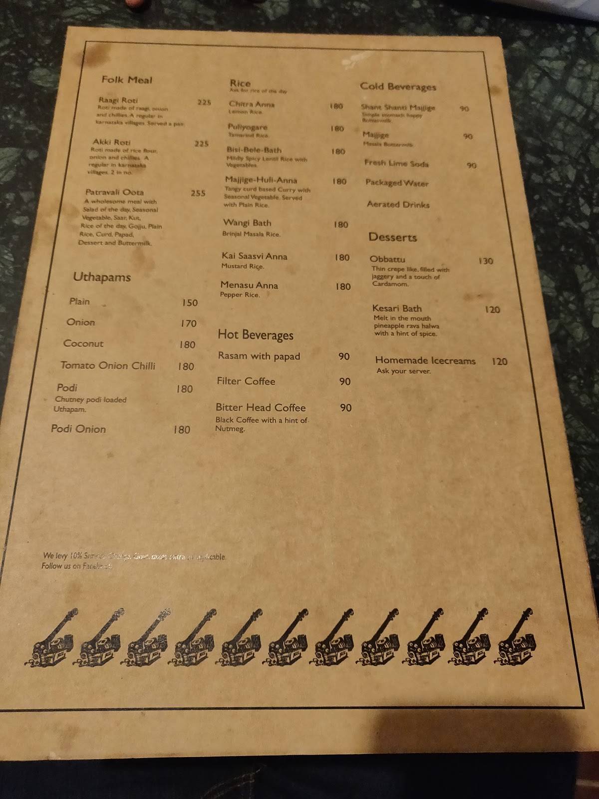 Menu at Carnatic Cafe, New Delhi, The India Mall