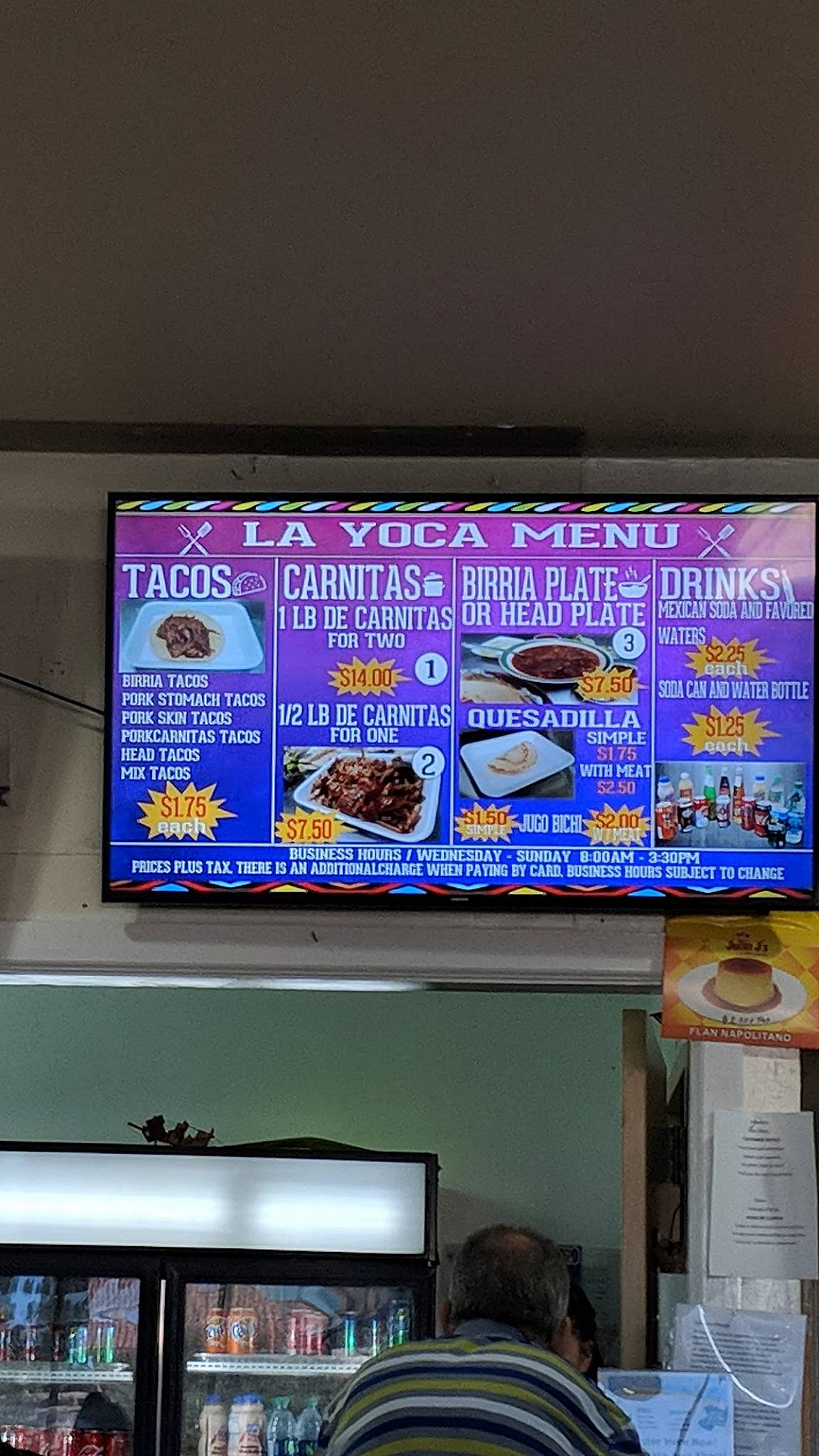 Menu at Carnitas la Yoca restaurant, Tucson, S 6th Ave