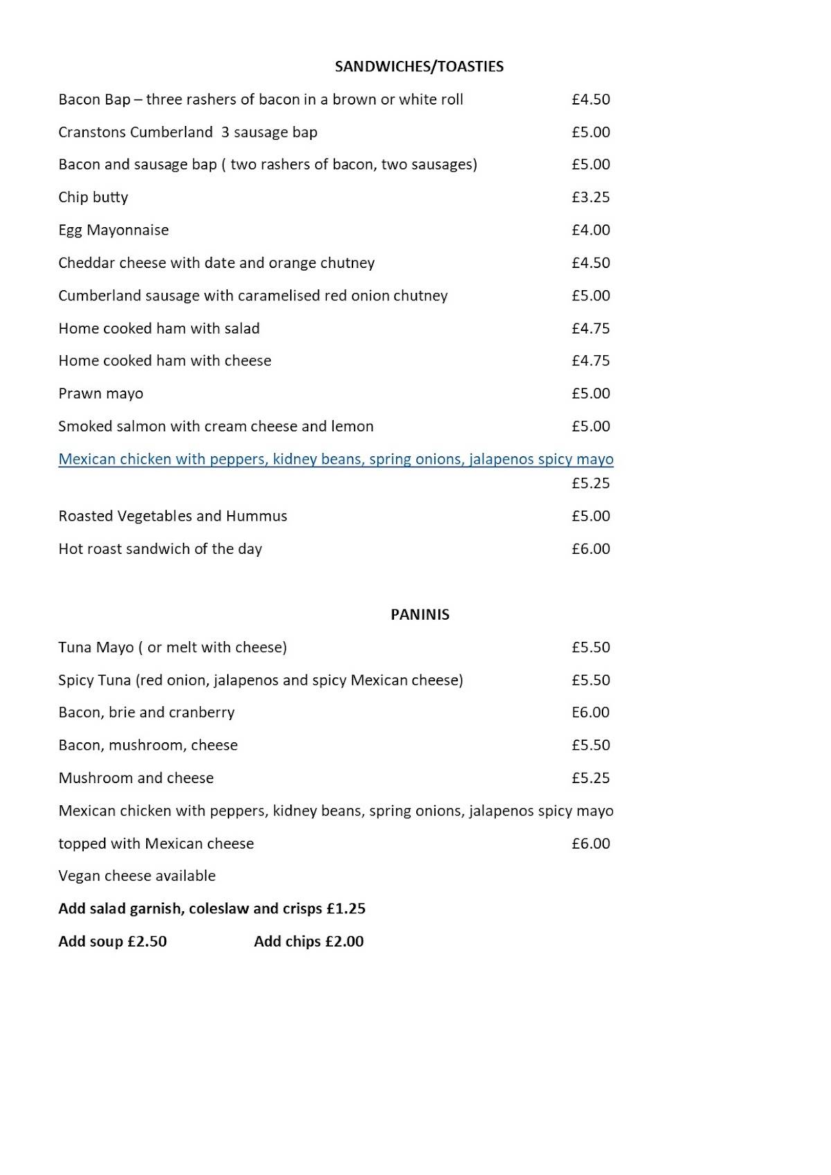 Menu at Carriages at Bellingham Golf Club, Bellingham, Bellingham Golf Club