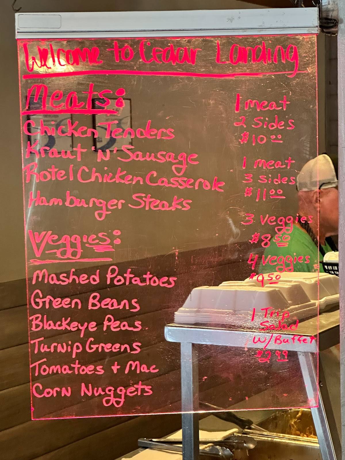 Menu at Cedar Landing restaurant, Winfield