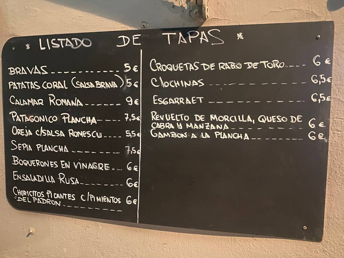 Menu at El Rincón pub & bar, Valencia