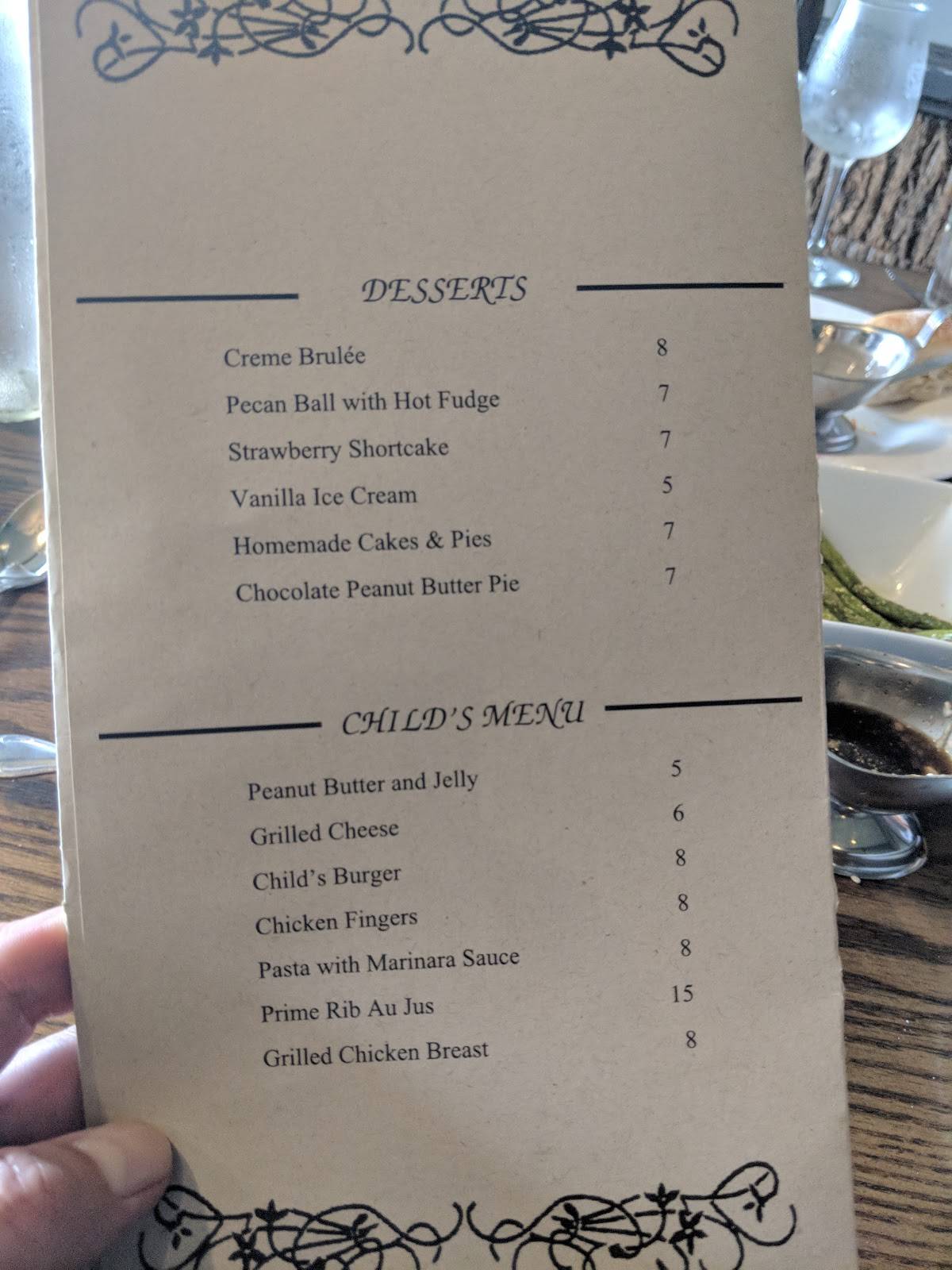 Menu at Chalet Restaurant, Little Switzerland