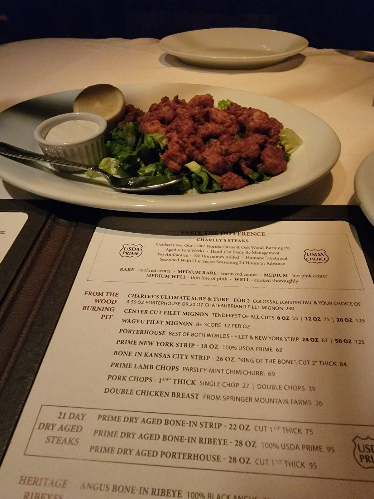 Menu at Charley's Steak House steakhouse, Tampa
