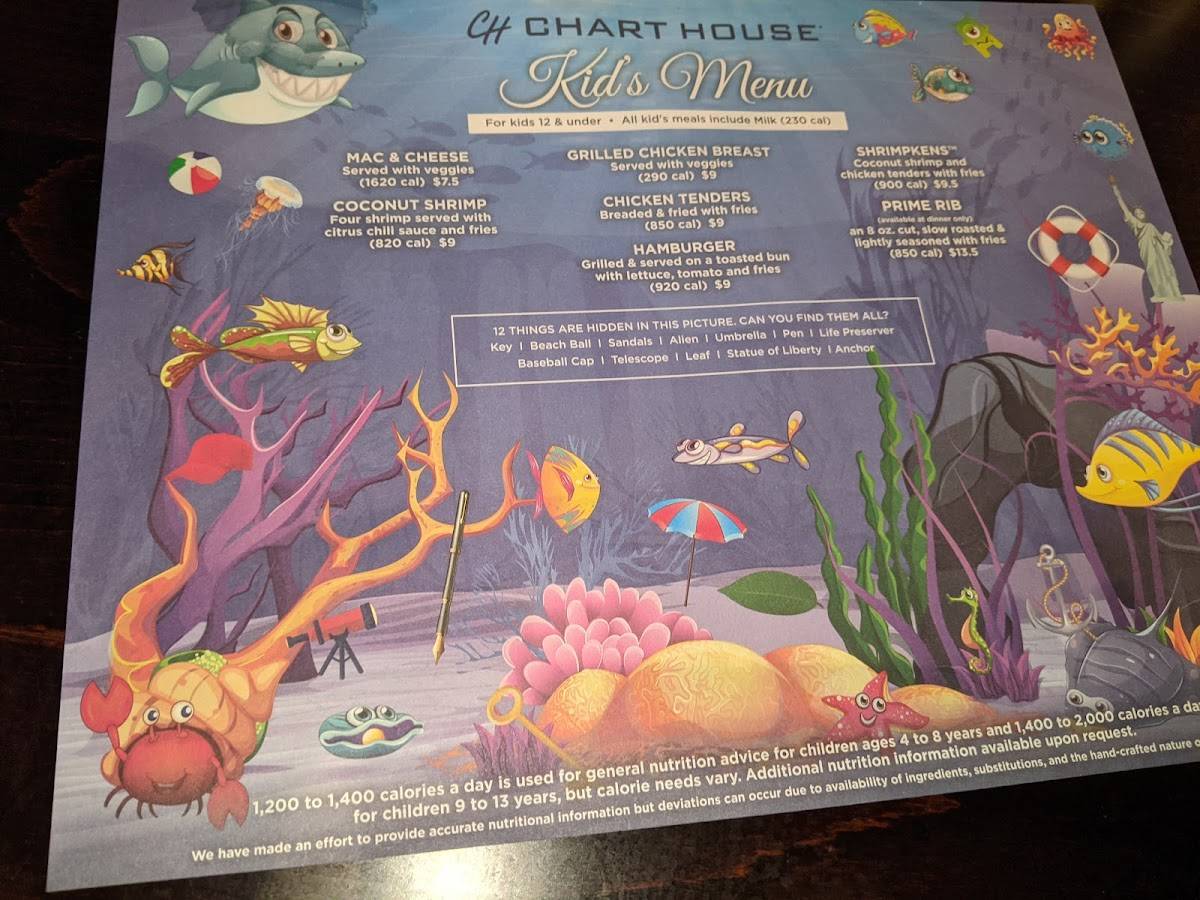 Menu at Chart House steakhouse, Daytona Beach, Marina Point Dr