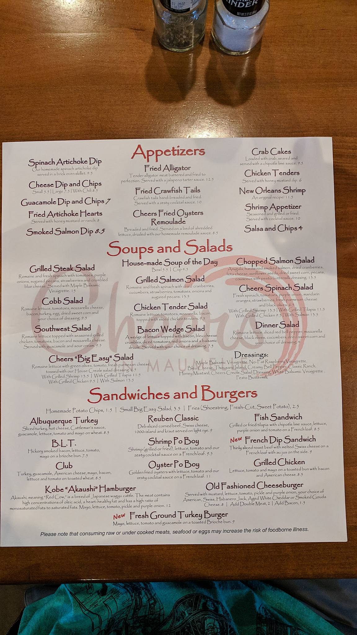 Menu at Cheers In Maumelle restaurant, Maumelle, Club Manor Dr C