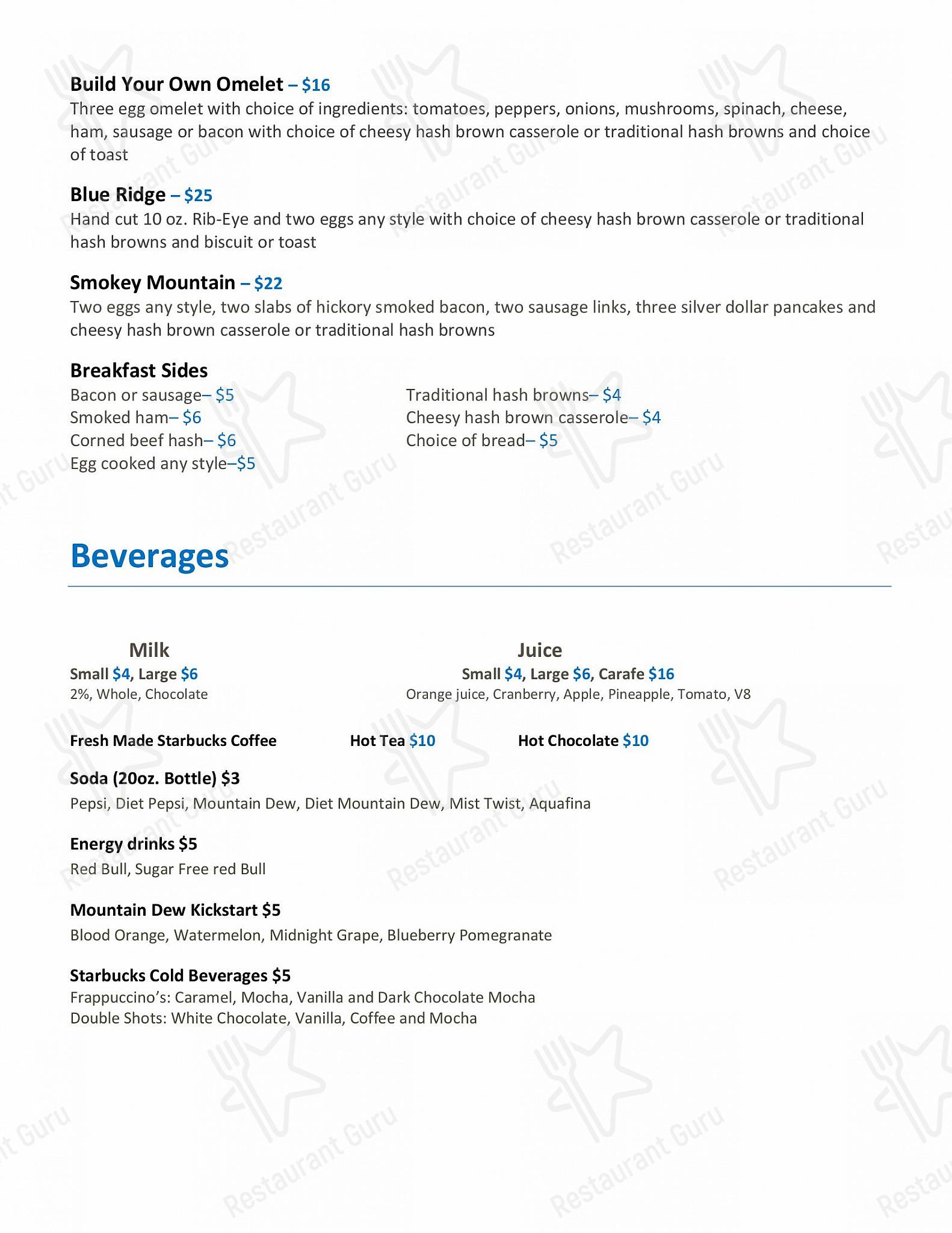 Menu at Selu Garden Café cafe, Cherokee