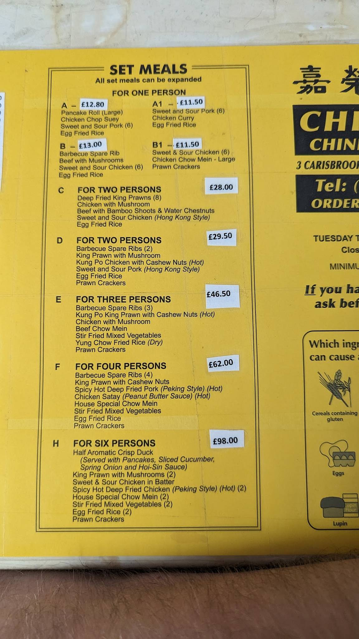 Menu at Chia Wing fast food, Newport