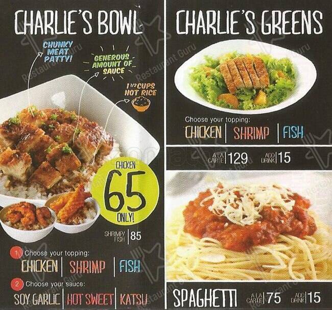 Menu at Chicken Charlie fast food, Mandaluyong, Unit Li-13