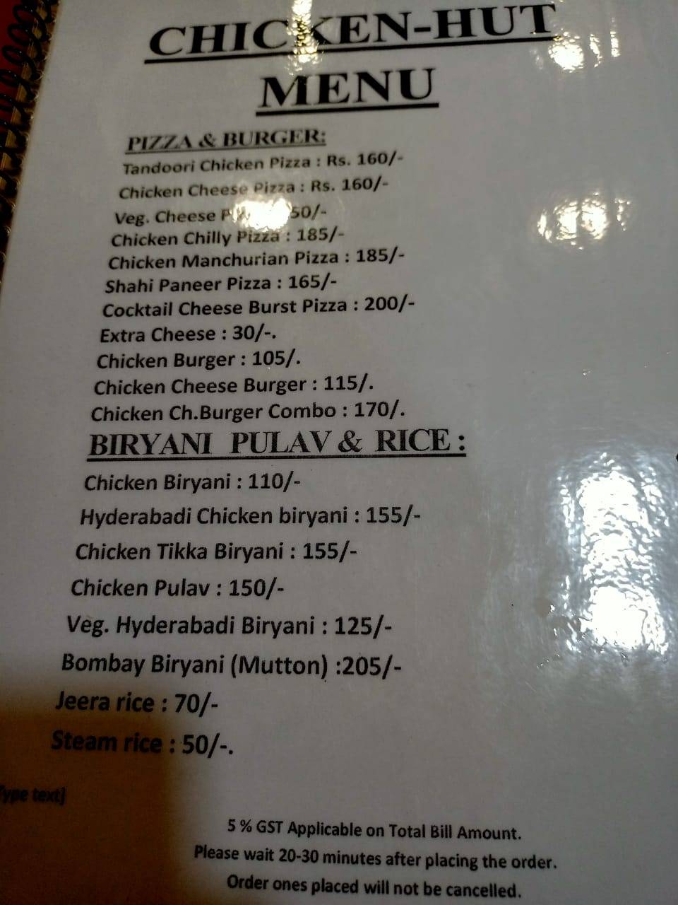 Menu at Chicken Hut, Surat, 11