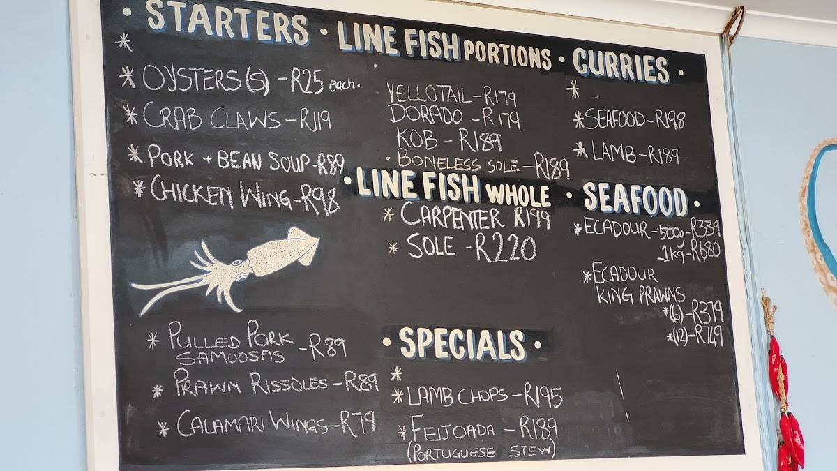 Menu at Chokka Block Restaurant, Saint Francis Bay