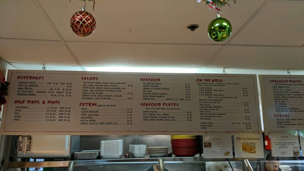 Menu at Chunky's Taqueria & Grill restaurant, Petaluma