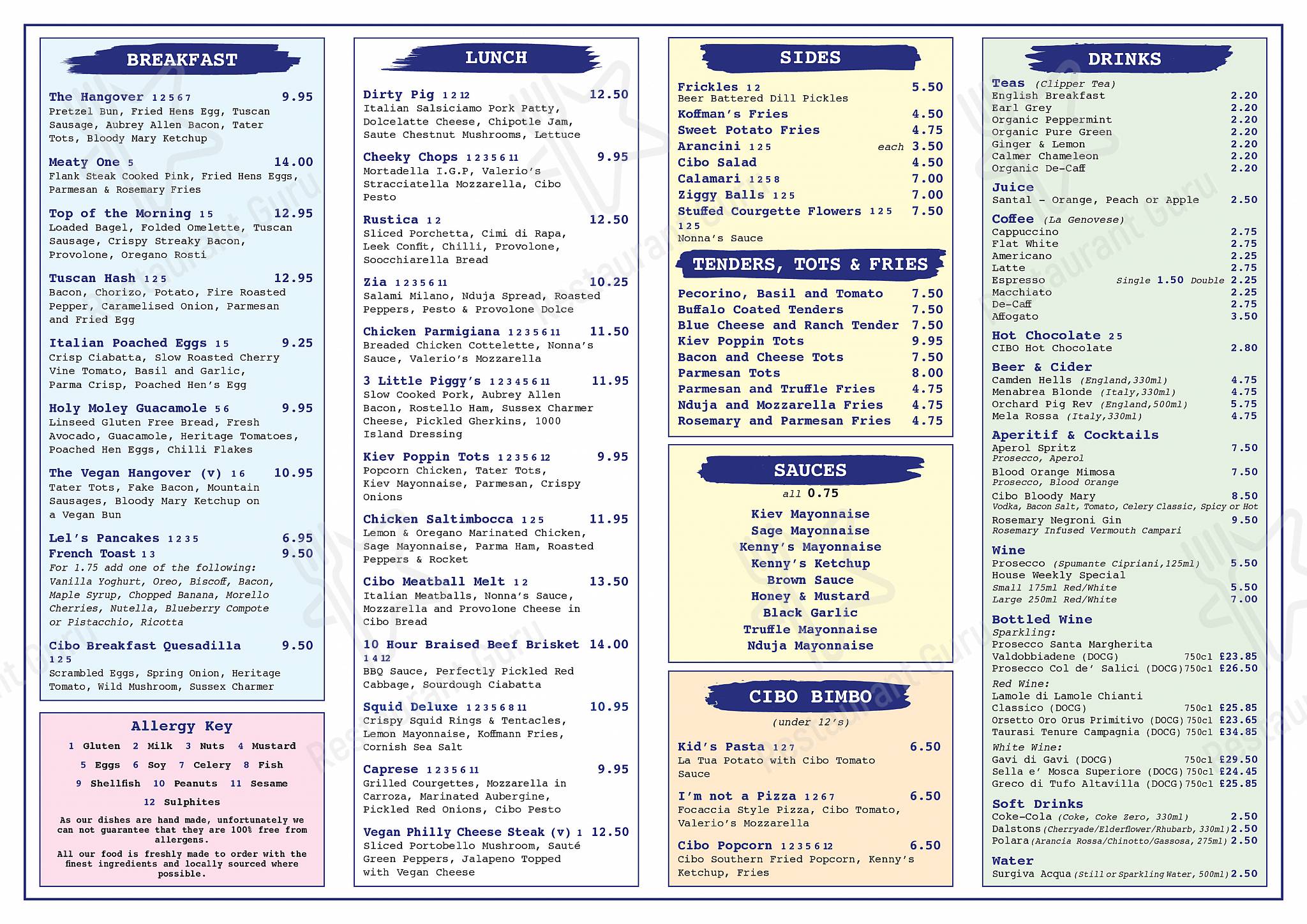 Menu at Cibo Deli and Kitchen restaurant, Bedford