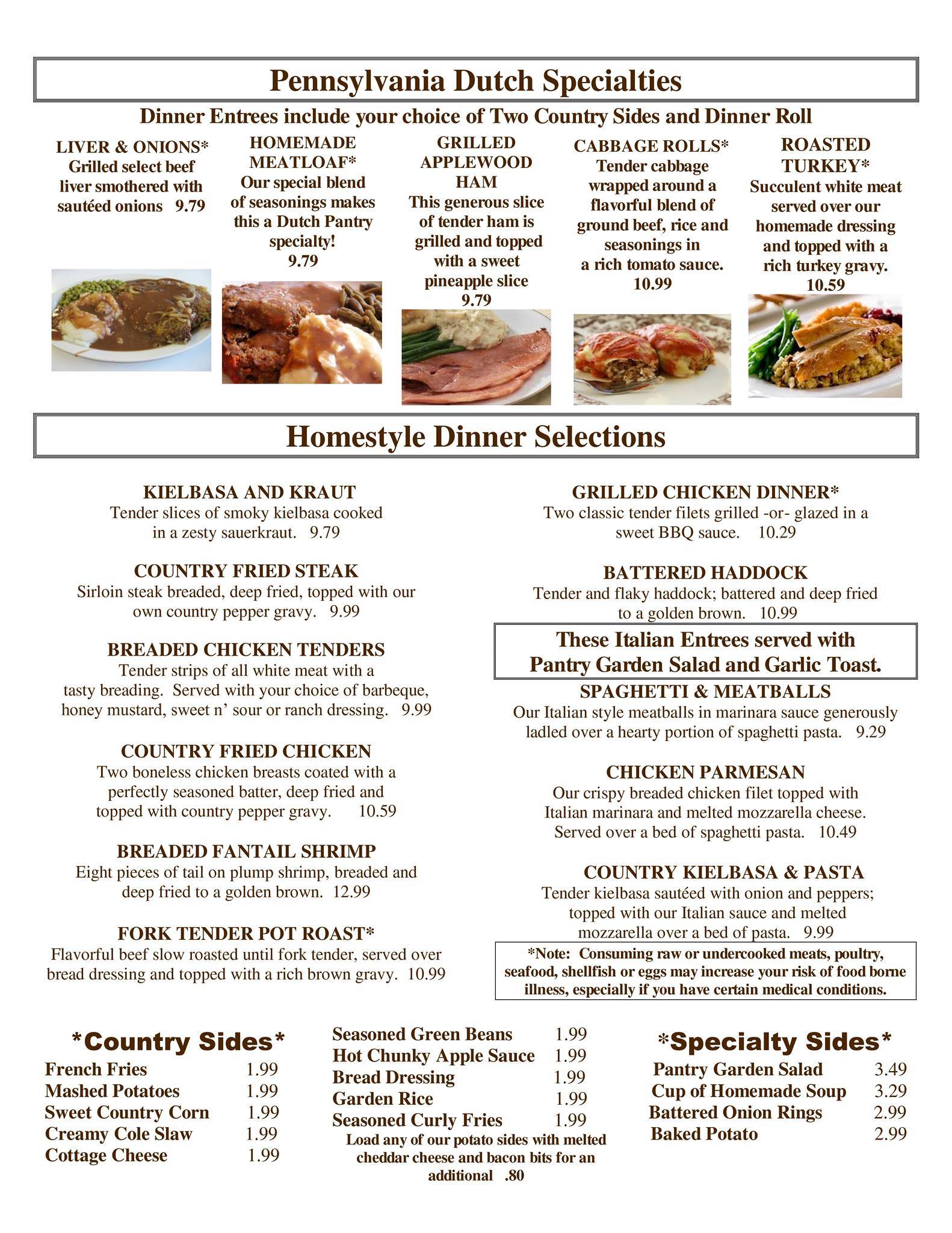 Menu at Dutch Pantry Family Restaurant, Clearfield