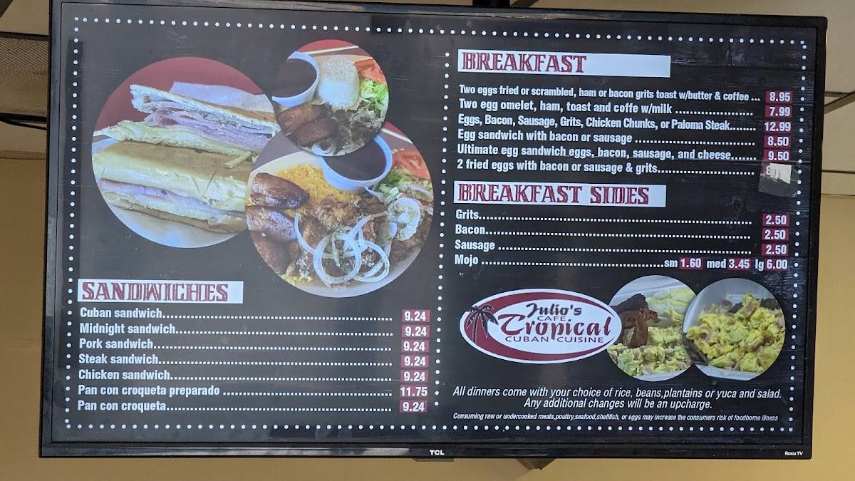 Menu at Cafe Tropical, Clewiston, 307 E Sugarland Hwy