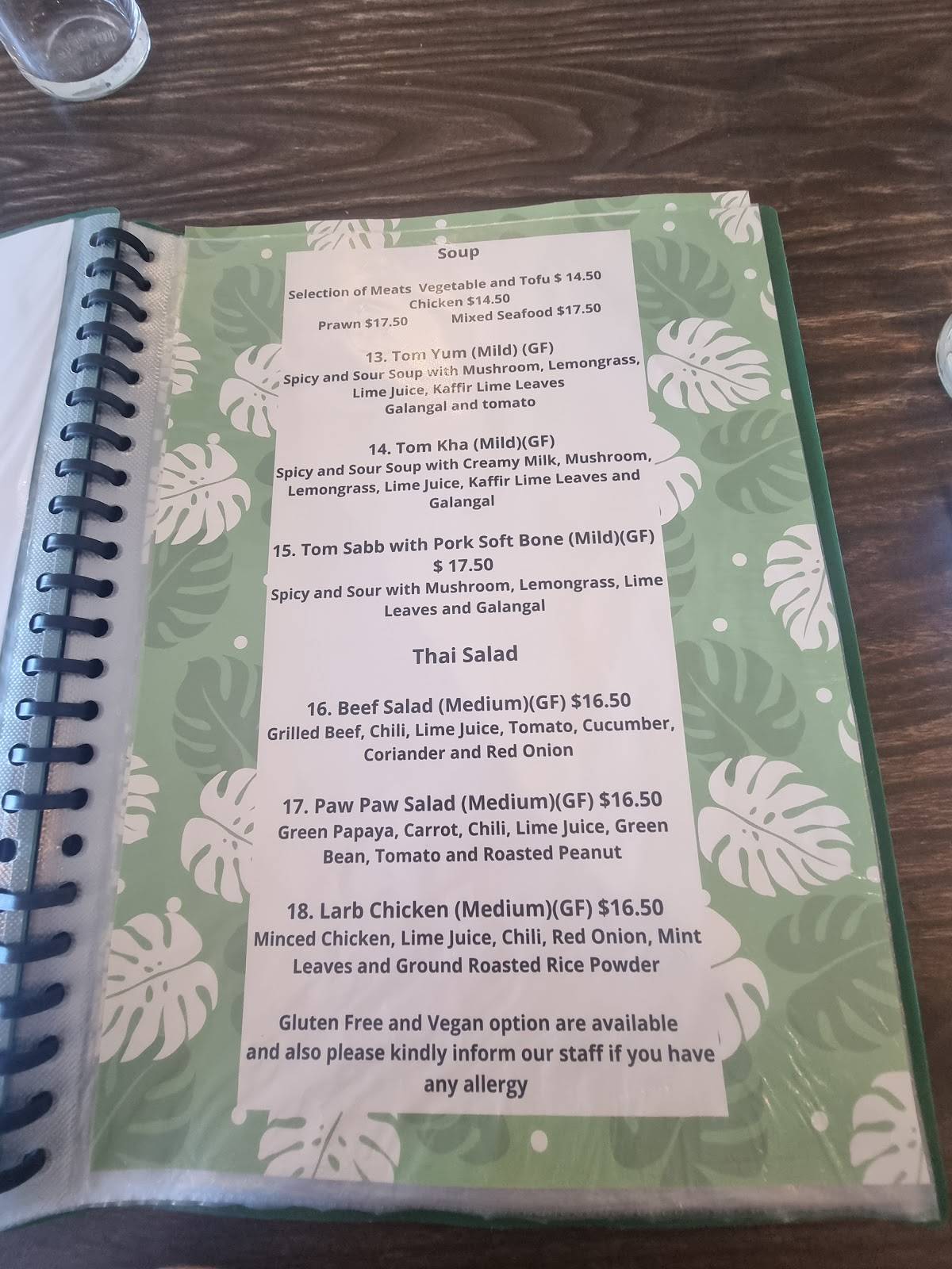 Menu at Monstera Thai Kitchen restaurant, Cloverdale