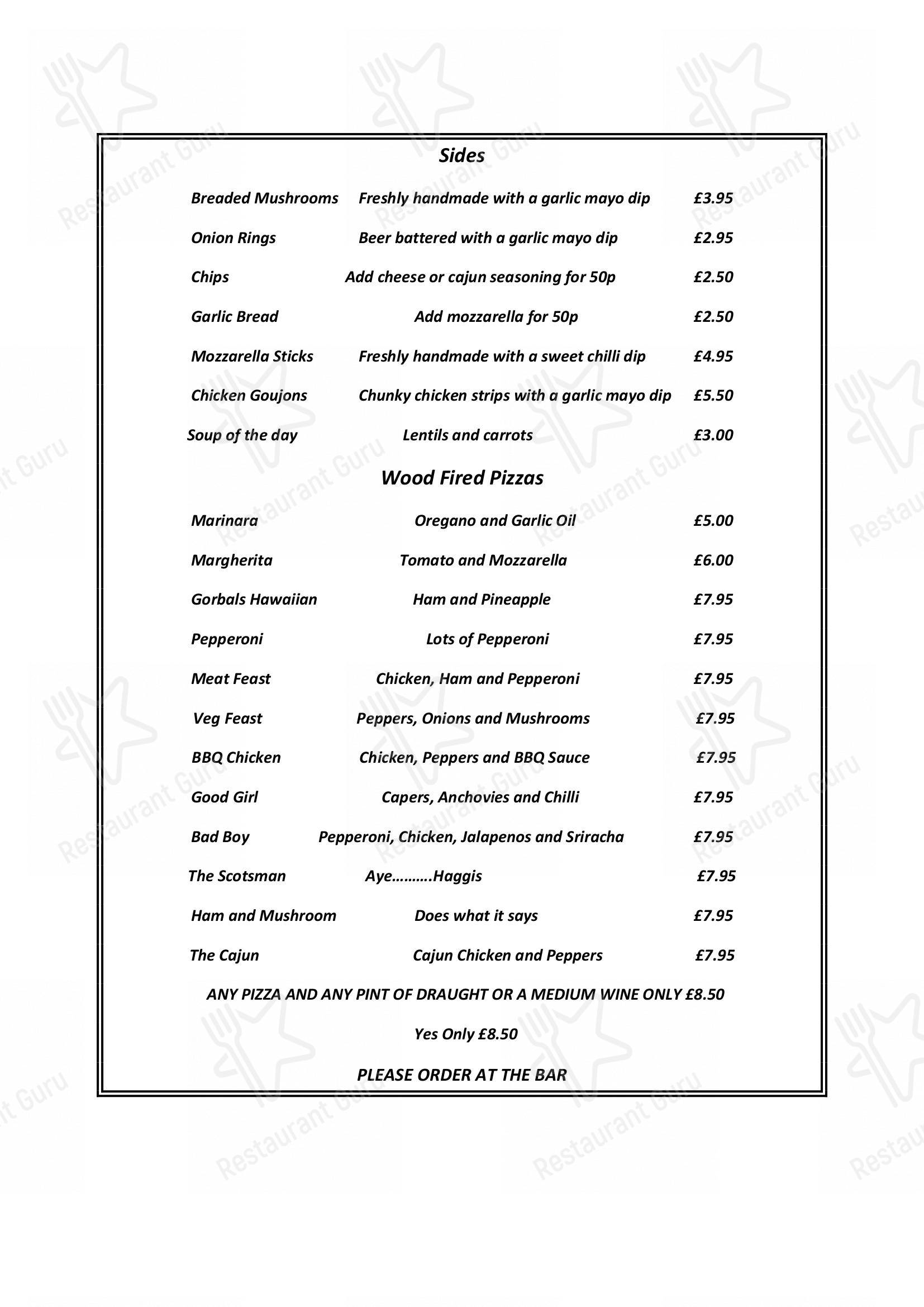 Menu at Clutha & Victoria Bar, Glasgow