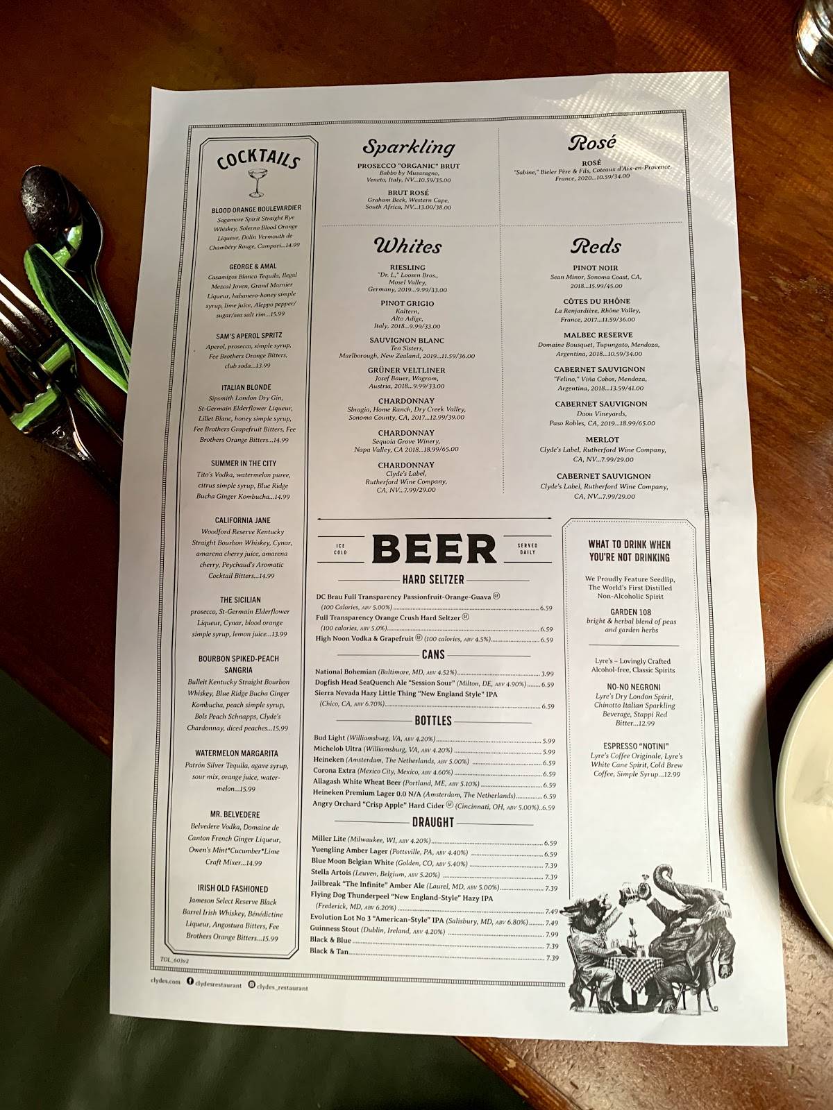 Menu at Clyde's Tower Oaks Lodge pub & bar, Rockville