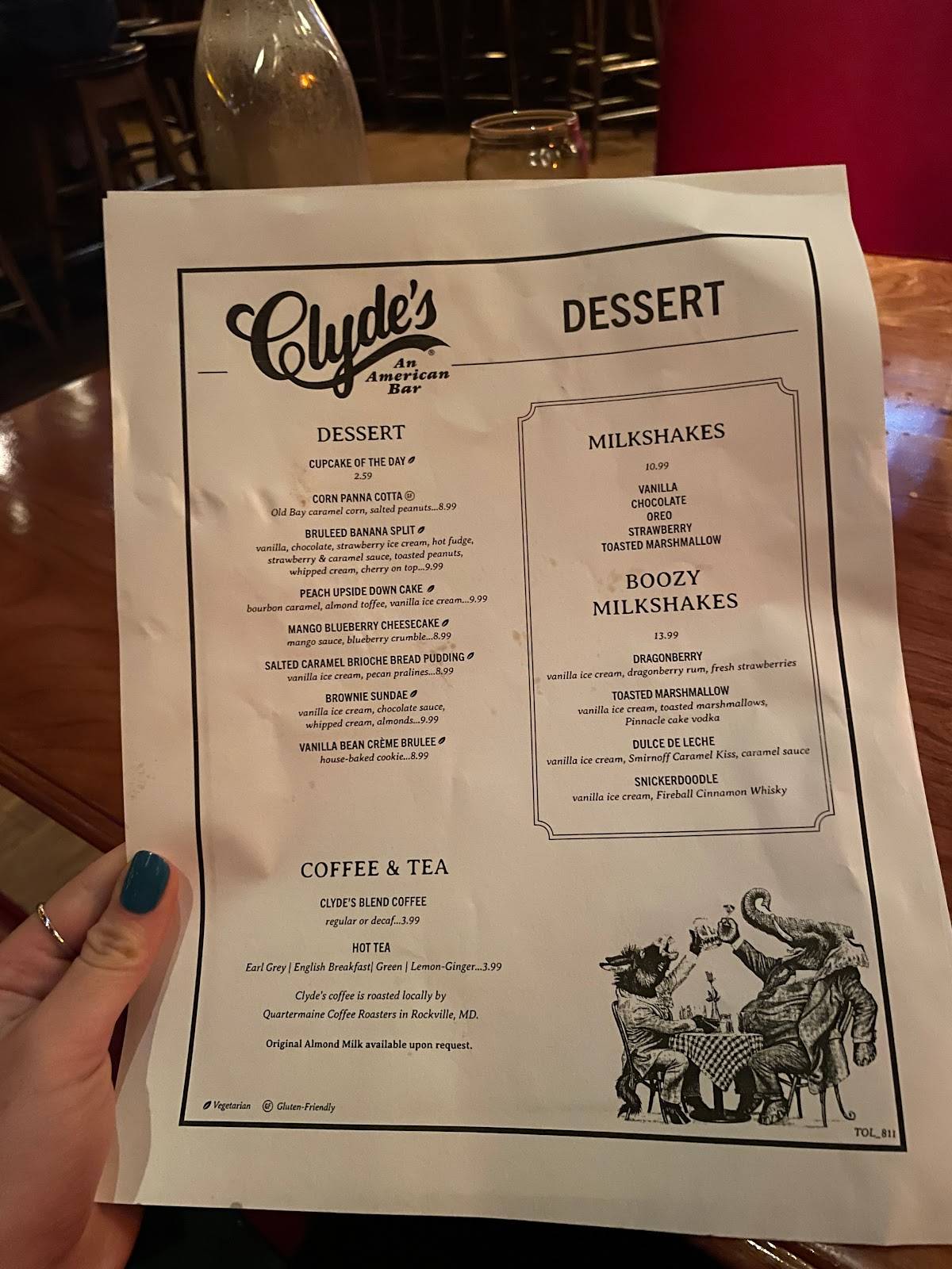 Menu at Clyde's Tower Oaks Lodge pub & bar, Rockville