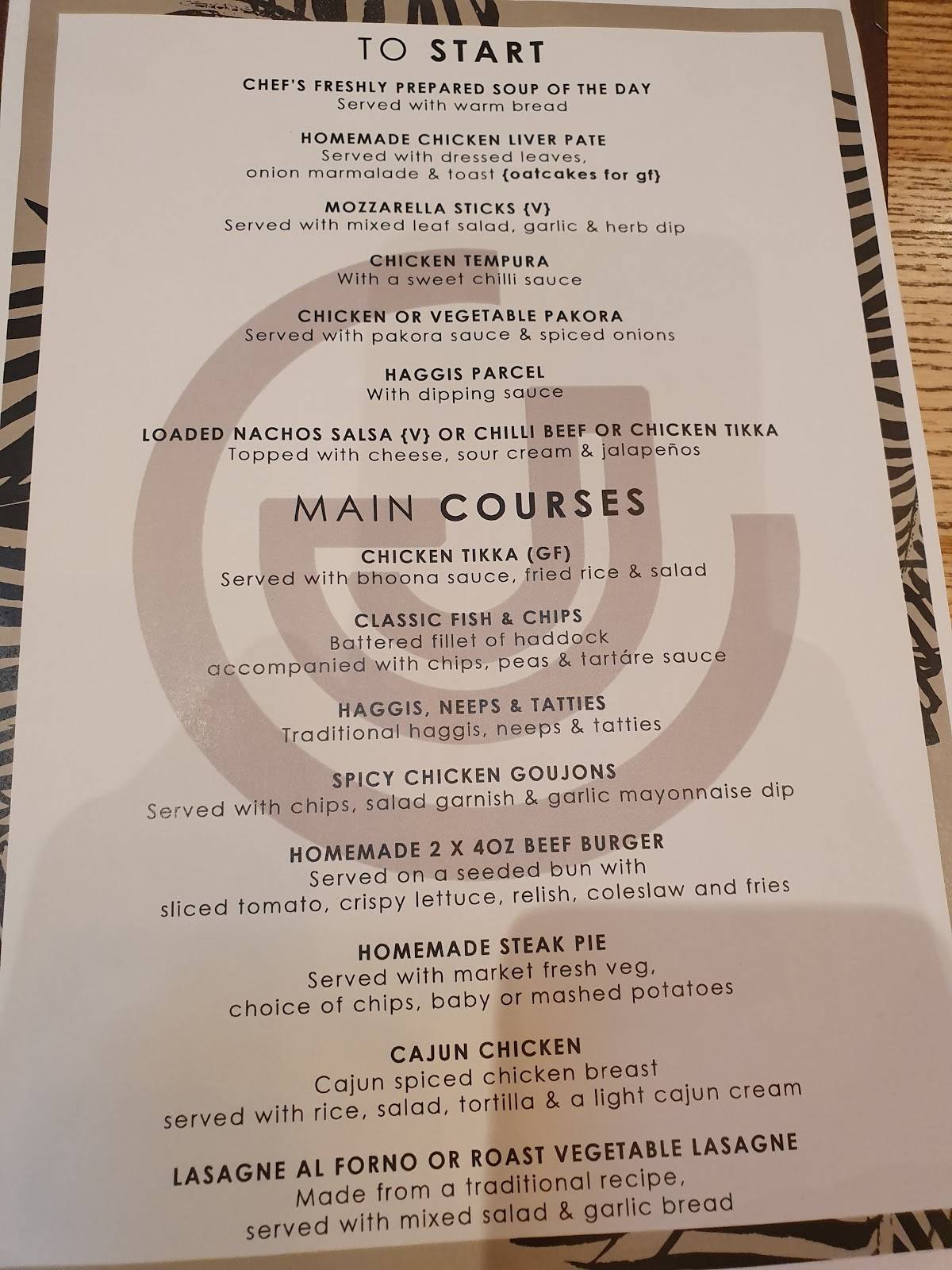 Menu at The Junction restaurant, Coatbridge