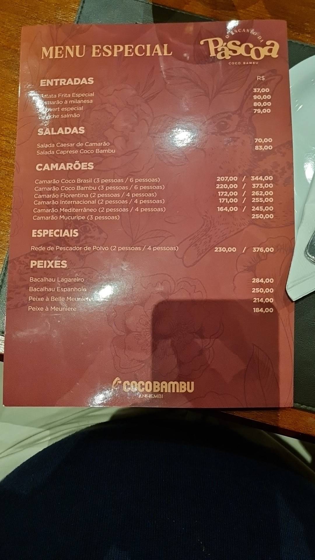 Menu em Coco Bambu Restaurante (Anhembi), São Paulo, Av. Braz Leme
