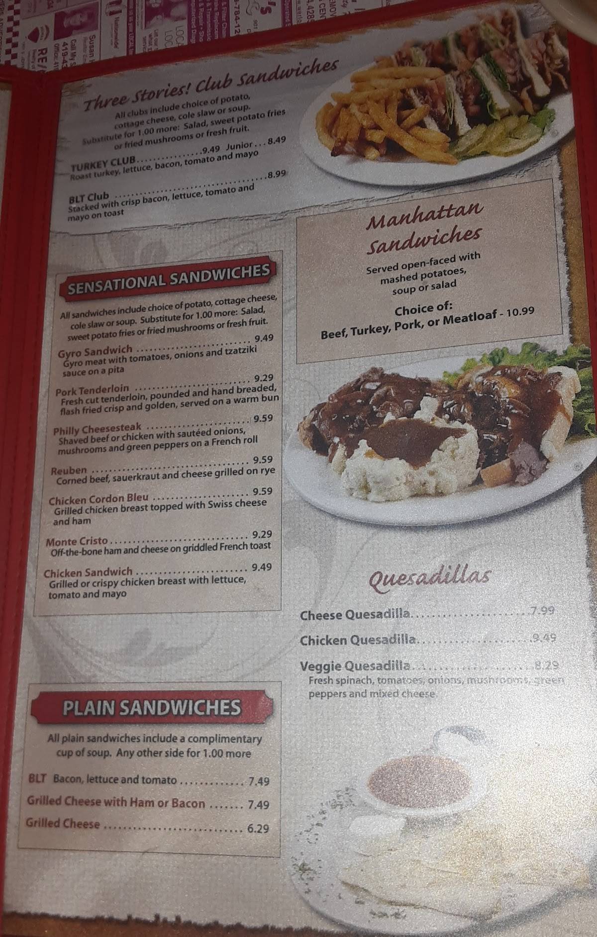 Menu at Cosmos Restaurant, Defiance