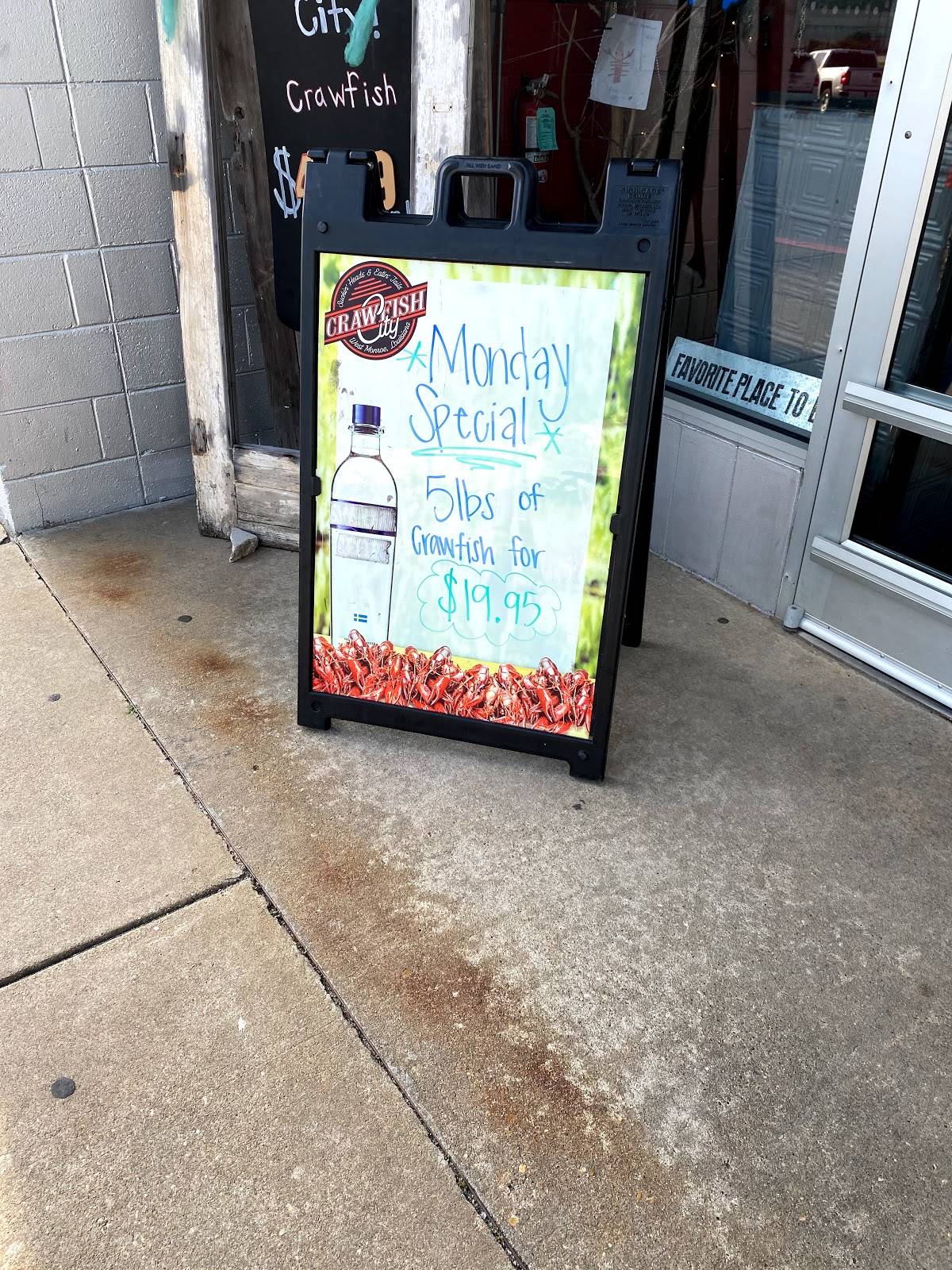 Menu at Crawfish City restaurant, West Monroe