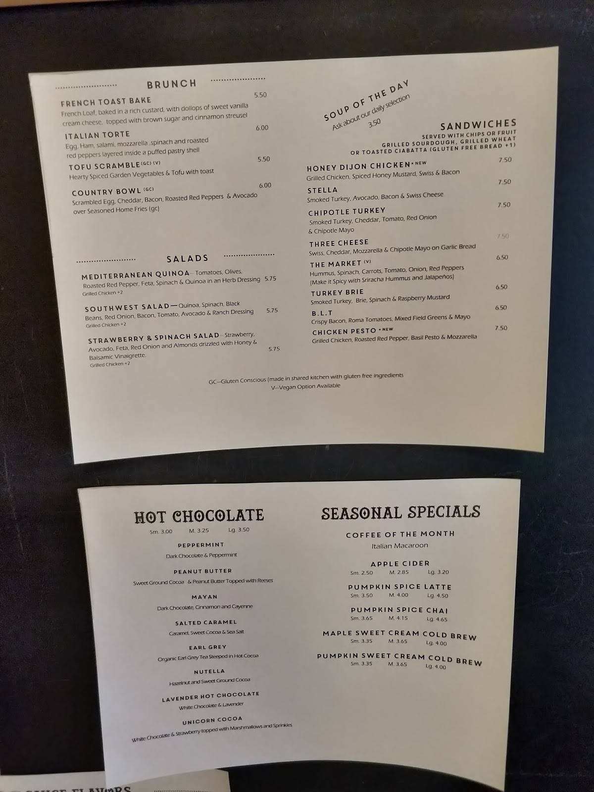 Menu at Cricket's — Coffee. Kitchen. Cocktails cafe, Geneseo