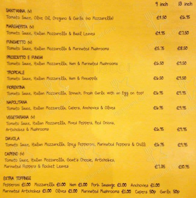 Menu at Crocodile Café London cafe, London