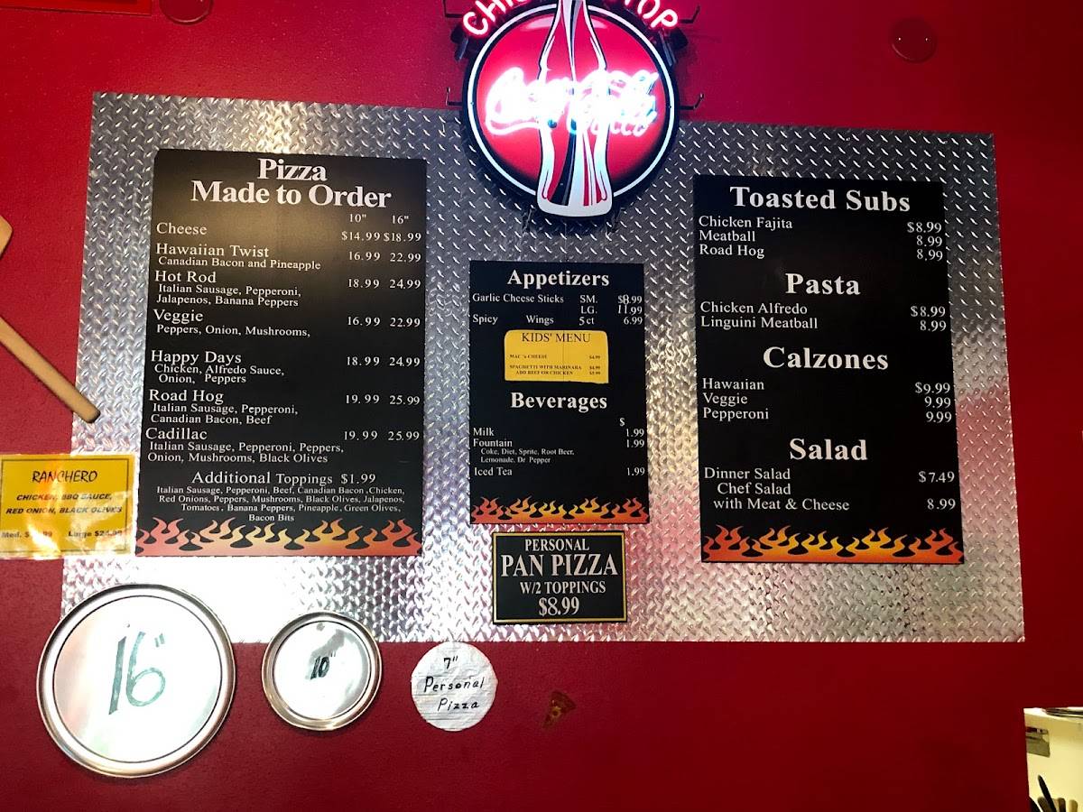 Menu at Cruizzers restaurant, Keystone