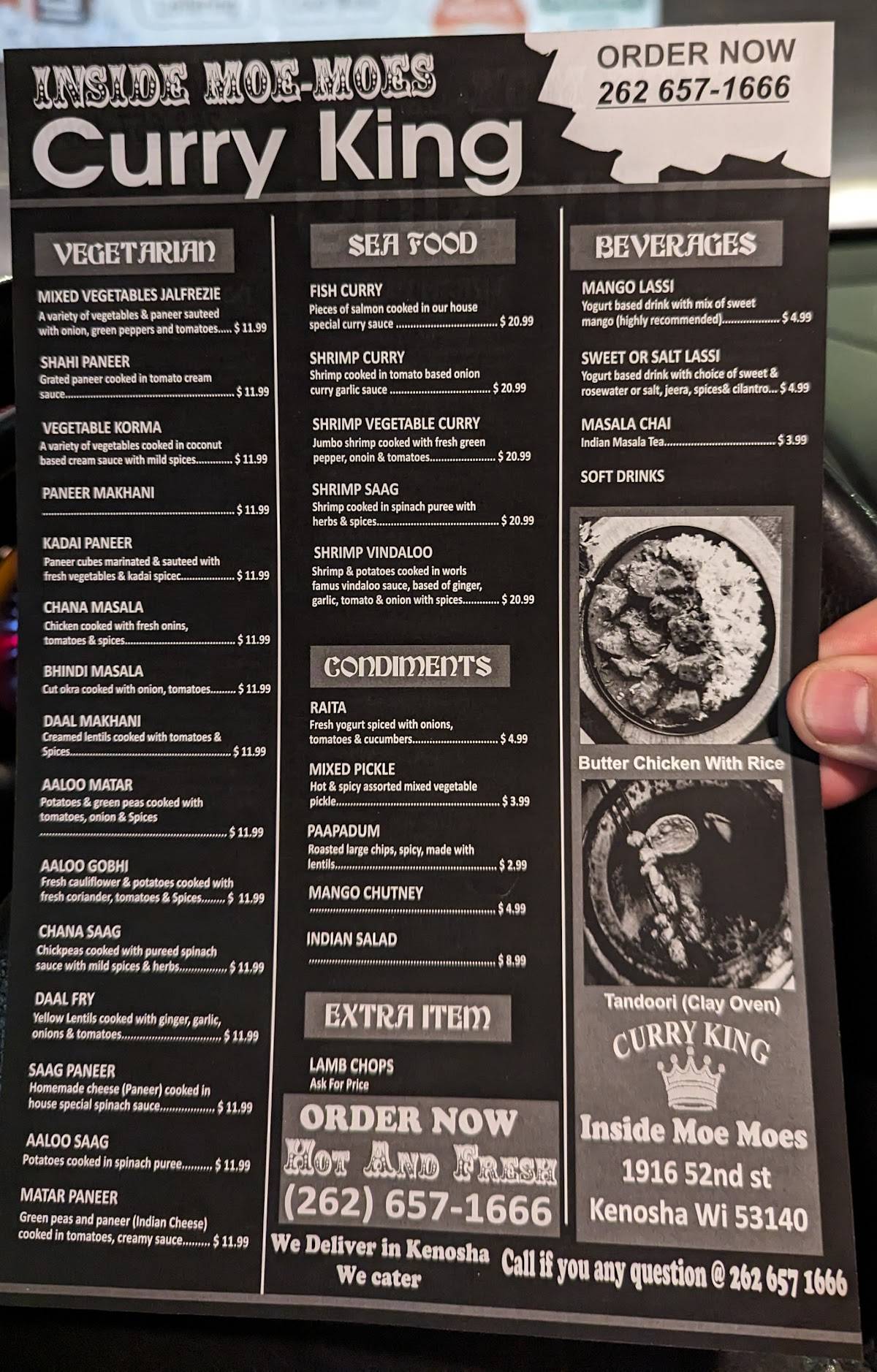 Menu at Curry King Indian Kitchen restaurant, Kenosha
