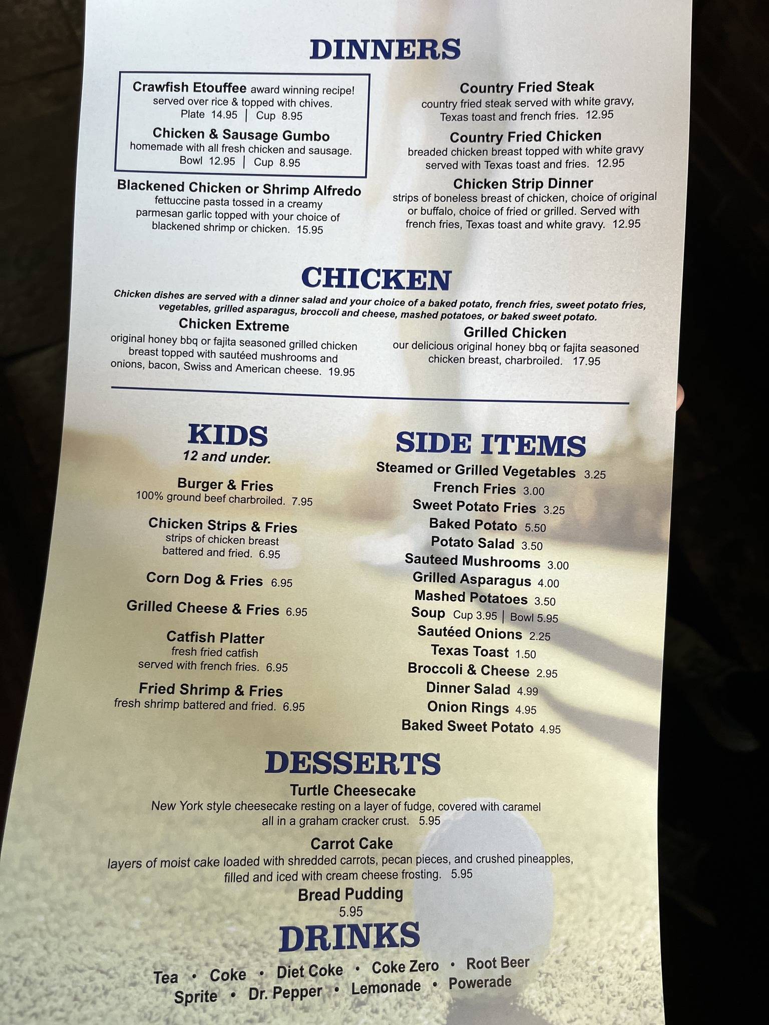 Menu at D C's Sports Bar & Steakhouse, Eunice