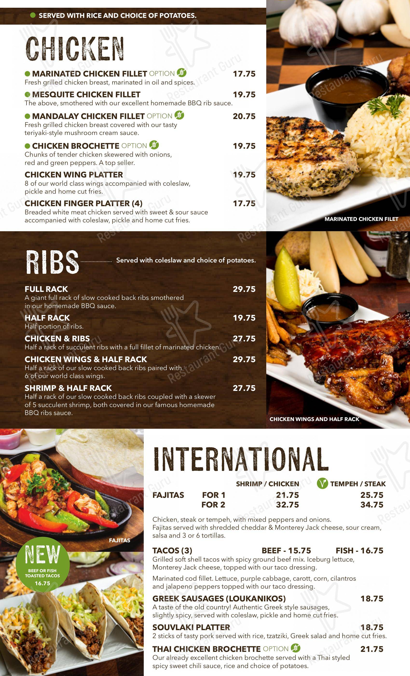 Menu at Déjà Vu Restaurant & Bar, Hawkesbury