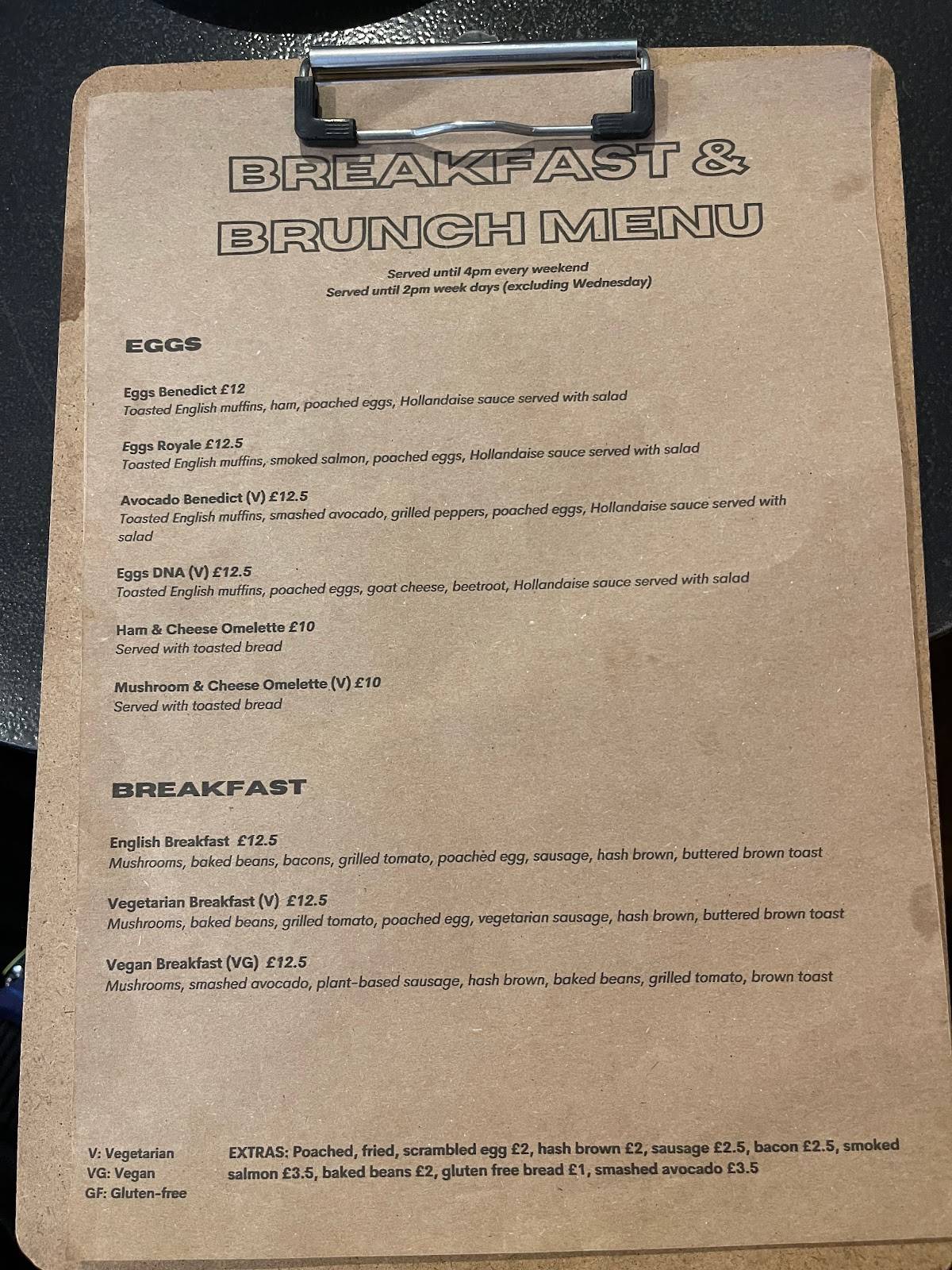Menu at DNA Café Bar, London