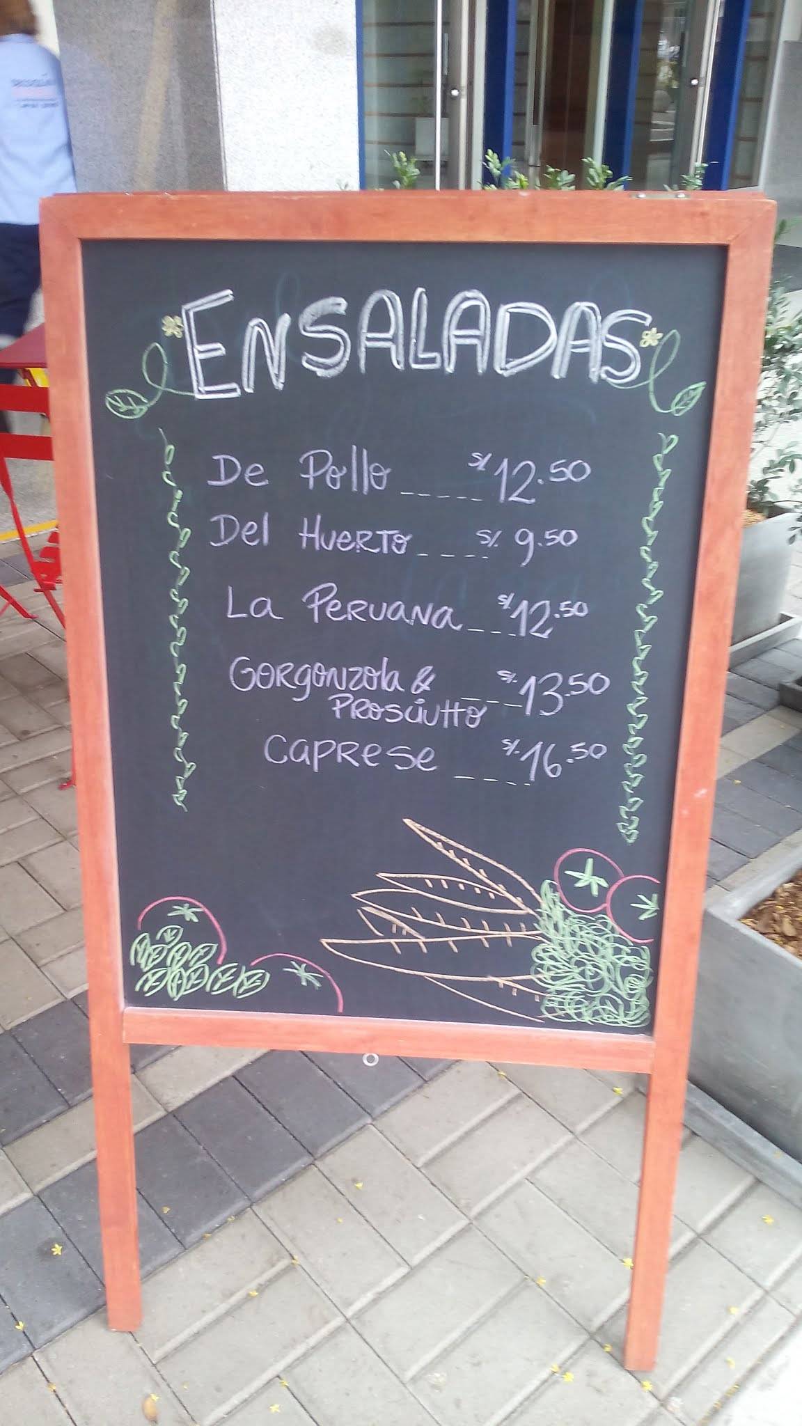 Menu at D'Sala Caffè cafe, Lima, Av. Dos de Mayo 1460