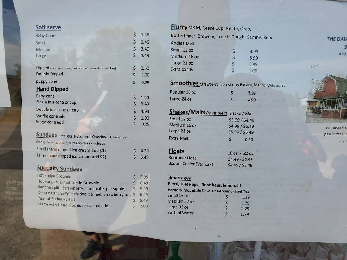 Menu at Dairy Barn, Lincoln