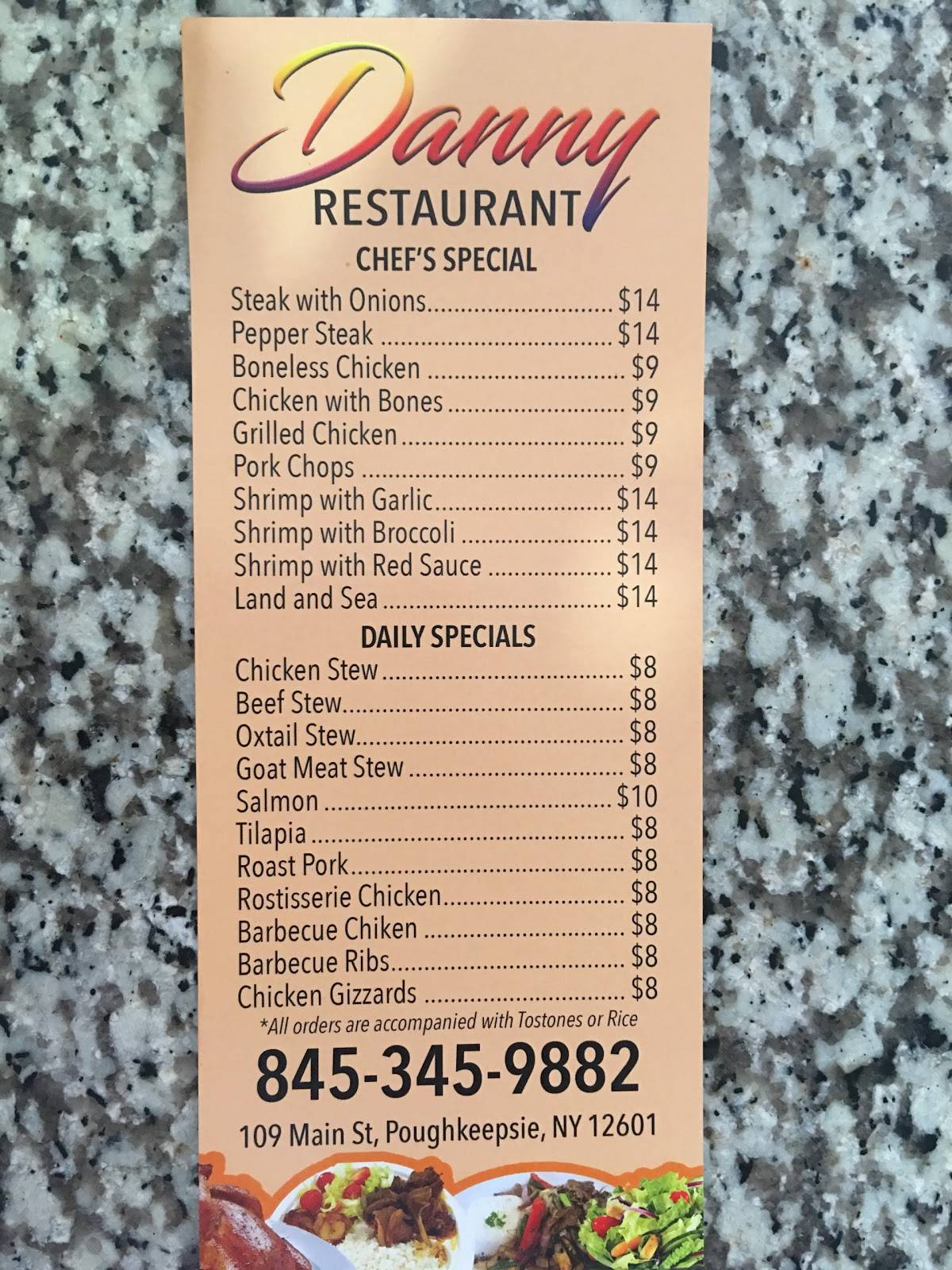 Menu at Danny's Restaurant, Poughkeepsie