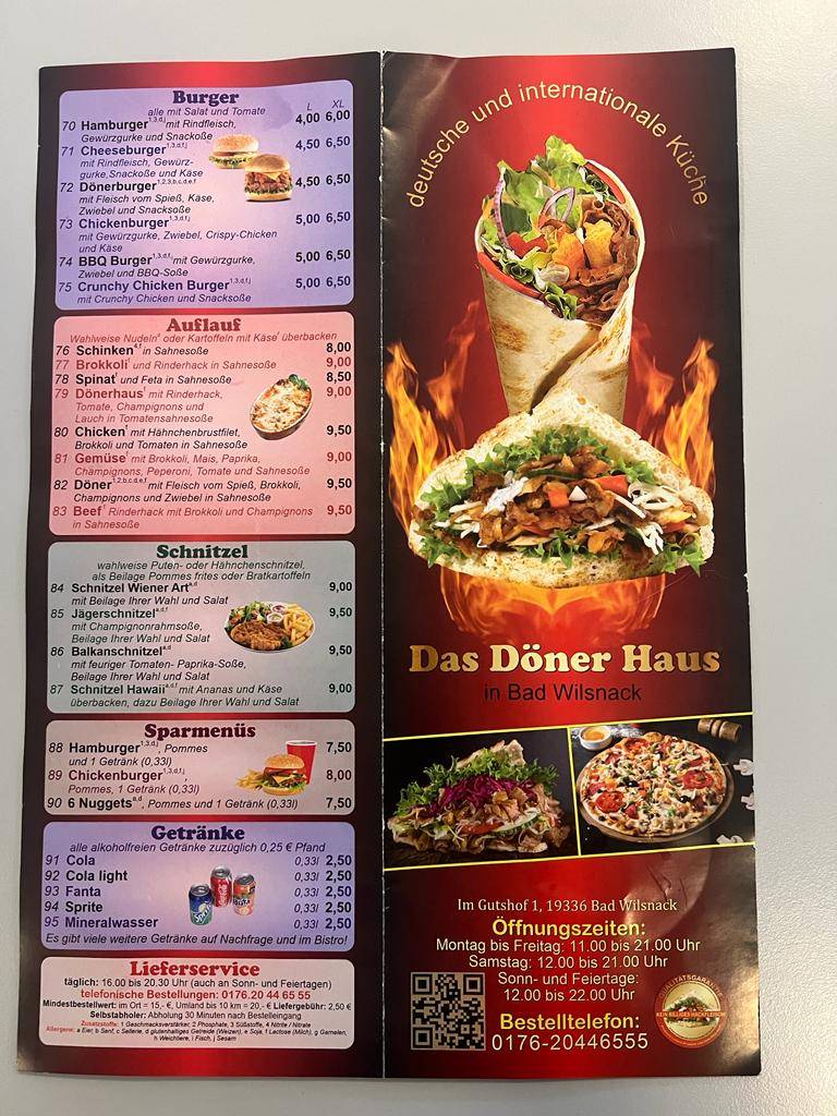 Speisekarte von Das Döner Haus restaurant, Bad Wilsnack