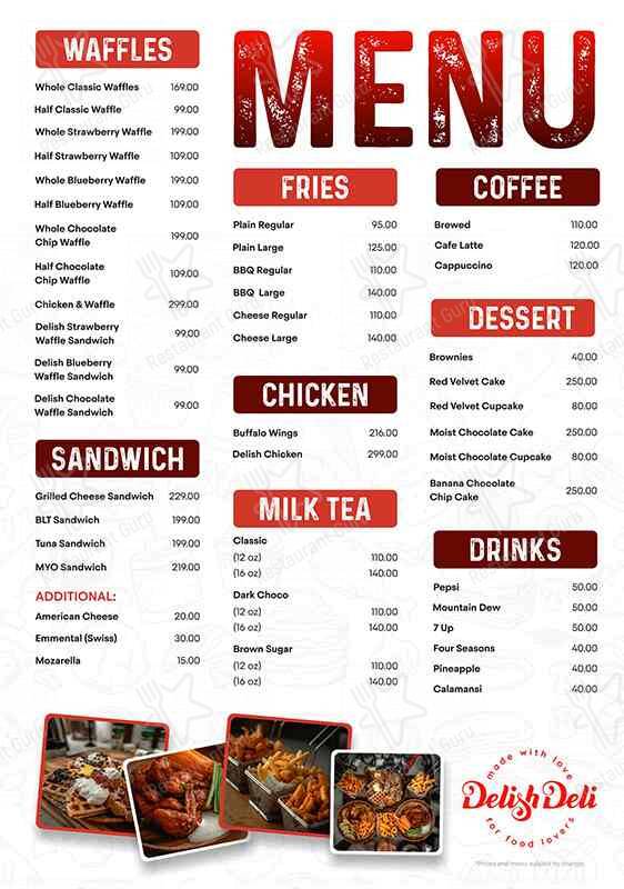 Menu at Delish Deli cafe, Cebu City