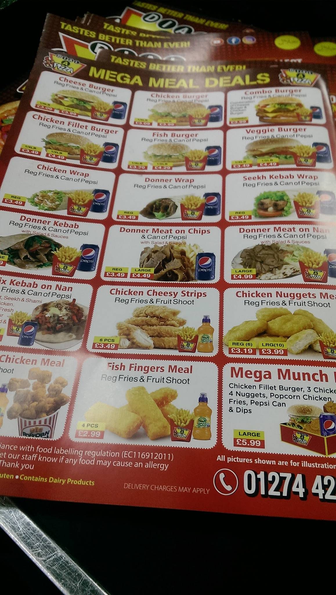 Menu at Dial a Pizza restaurant, Bradford