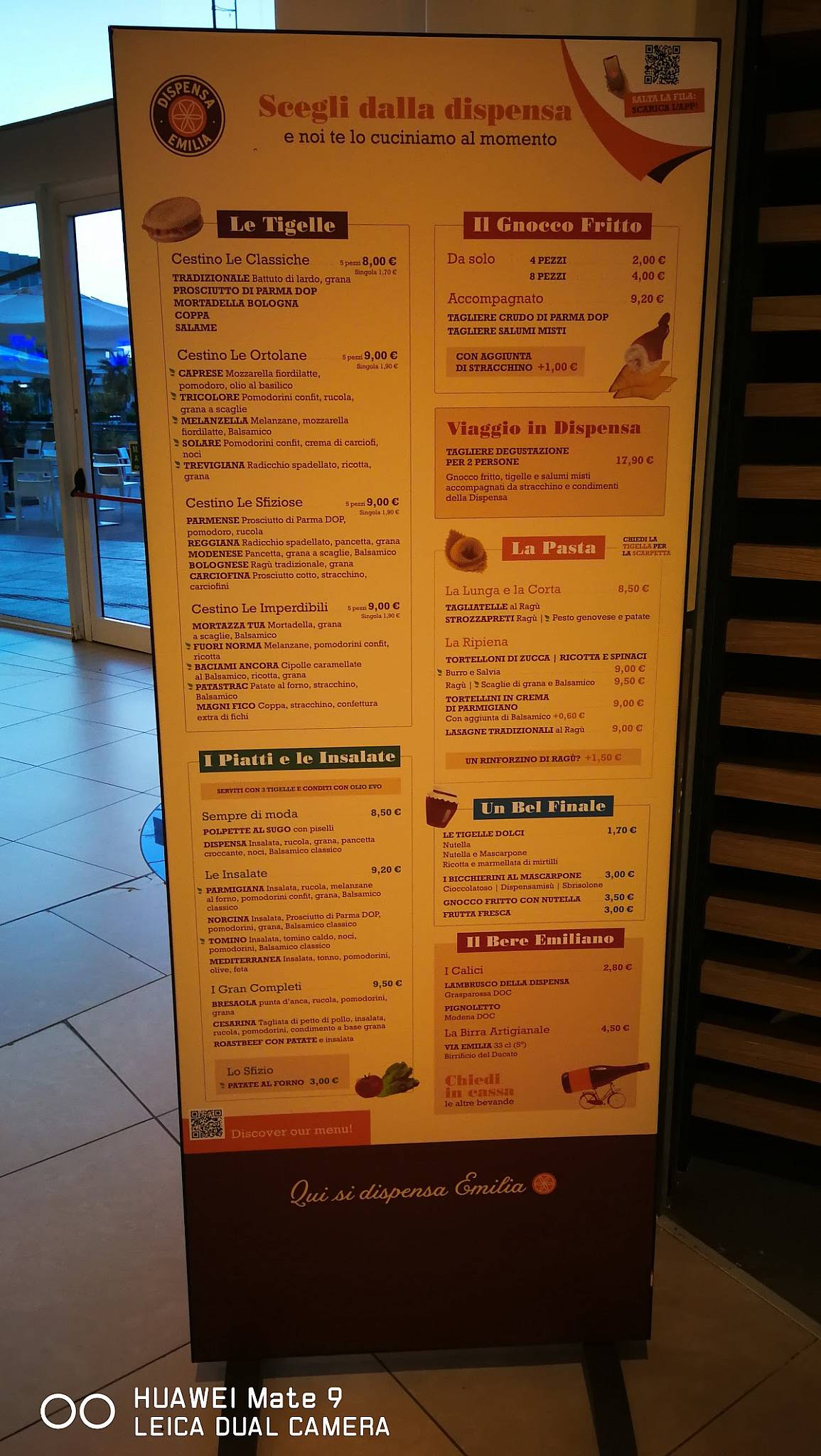 Carta del restaurante Dispensa Emilia_Rimini Le Befane, Rimini
