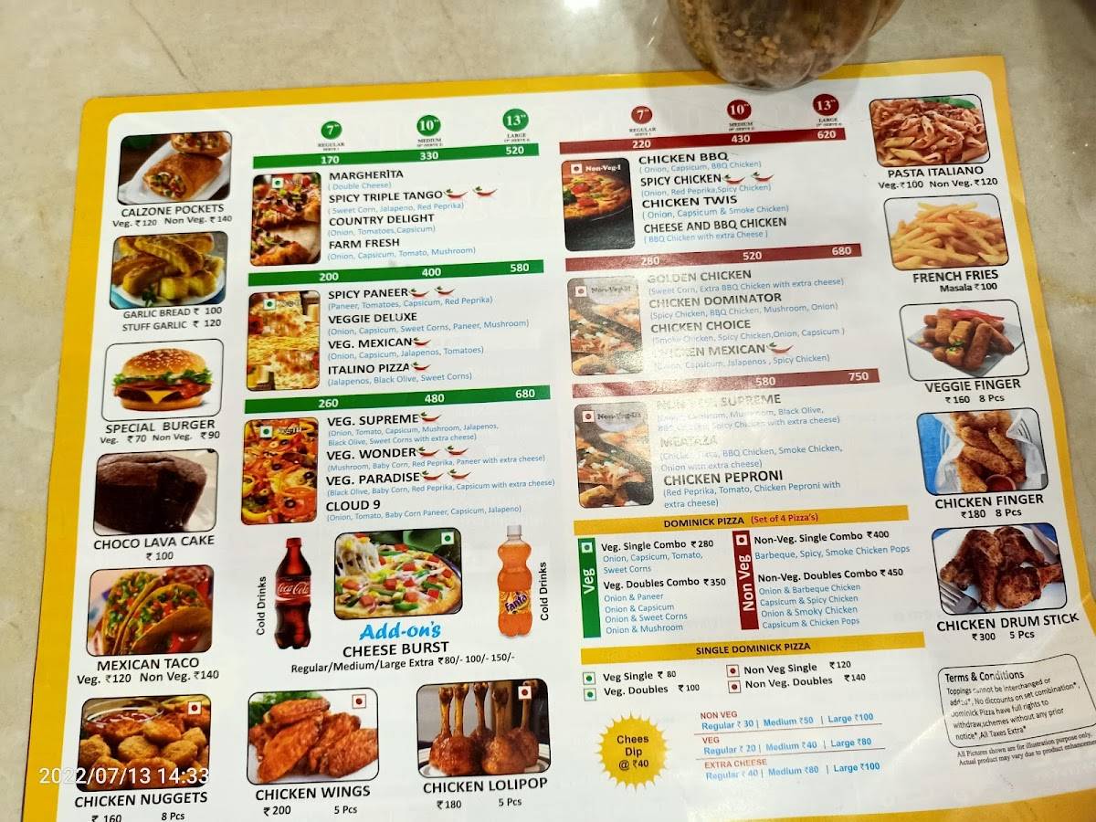Menu at Dominick Pizza, Srinagar