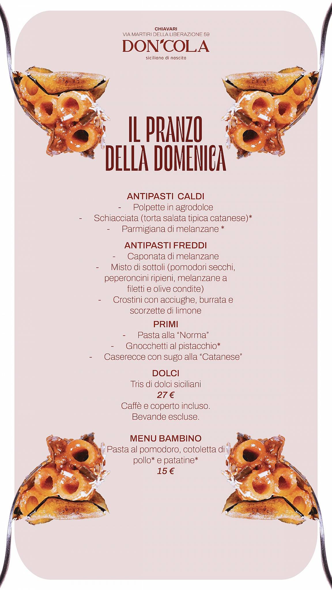 Speisekarte von Don'Cola Siciliano di Nascita - Chiavari, Chiavari
