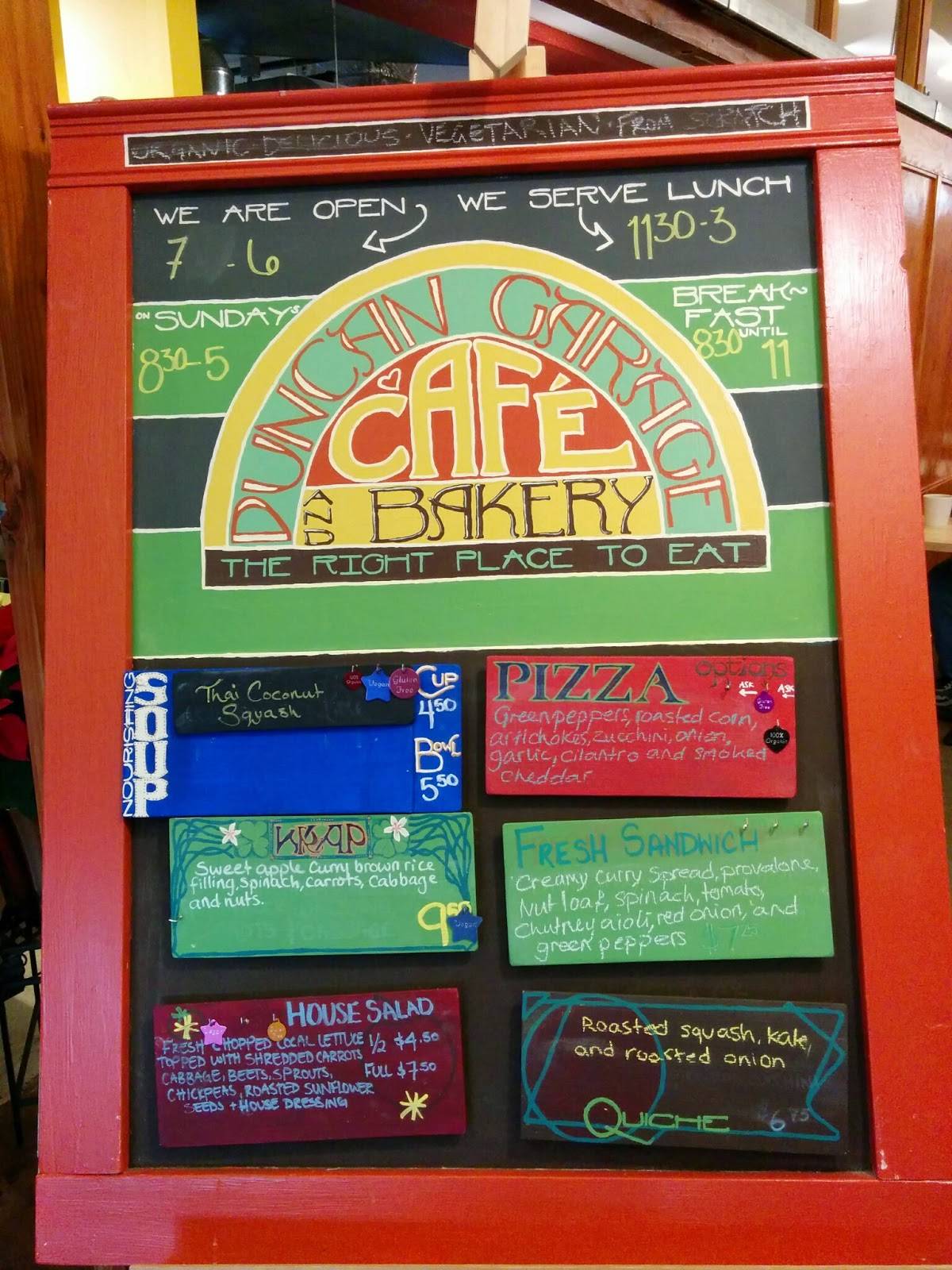 Menu at Duncan Garage Café & Bakery, Duncan