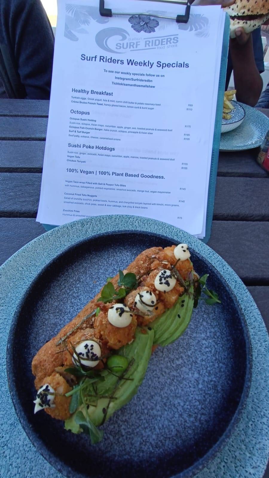 Menu at SURF RIDERS SOUTH BEACH @ BEACHFRONT restaurant, Durban