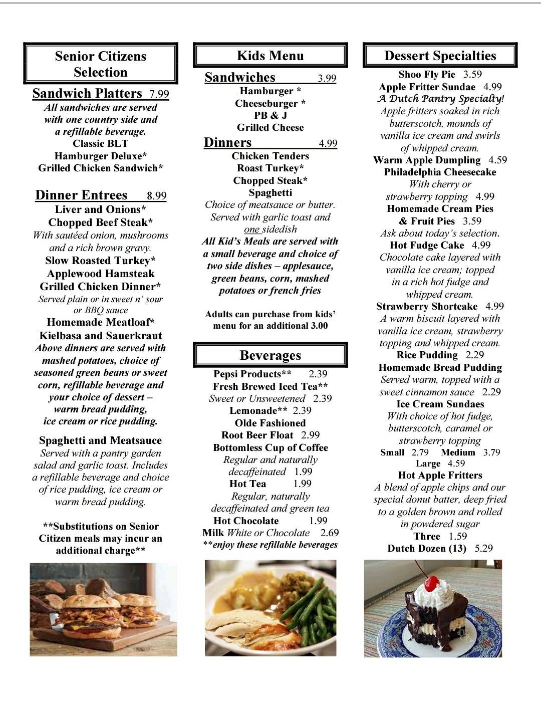 Menu at Dutch Pantry Family Restaurant, Clearfield